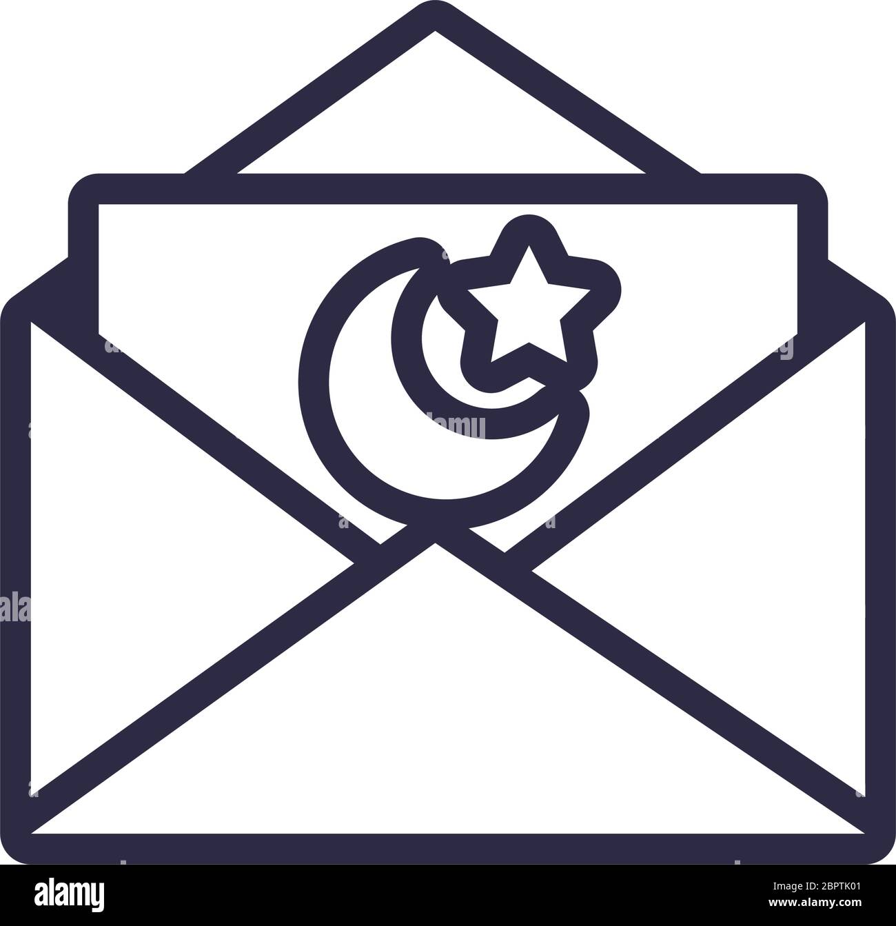 moon night with star in envelope line style icon Stock Vector Image ...