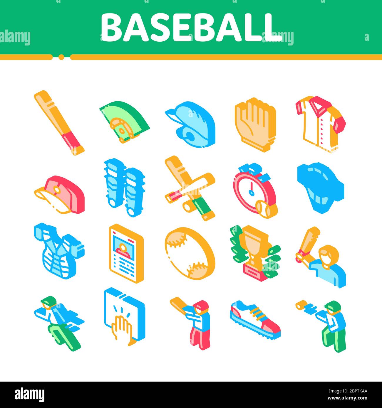 Baseball Game Tools Isometric Icons Set Vector Stock Vector Image & Art ...