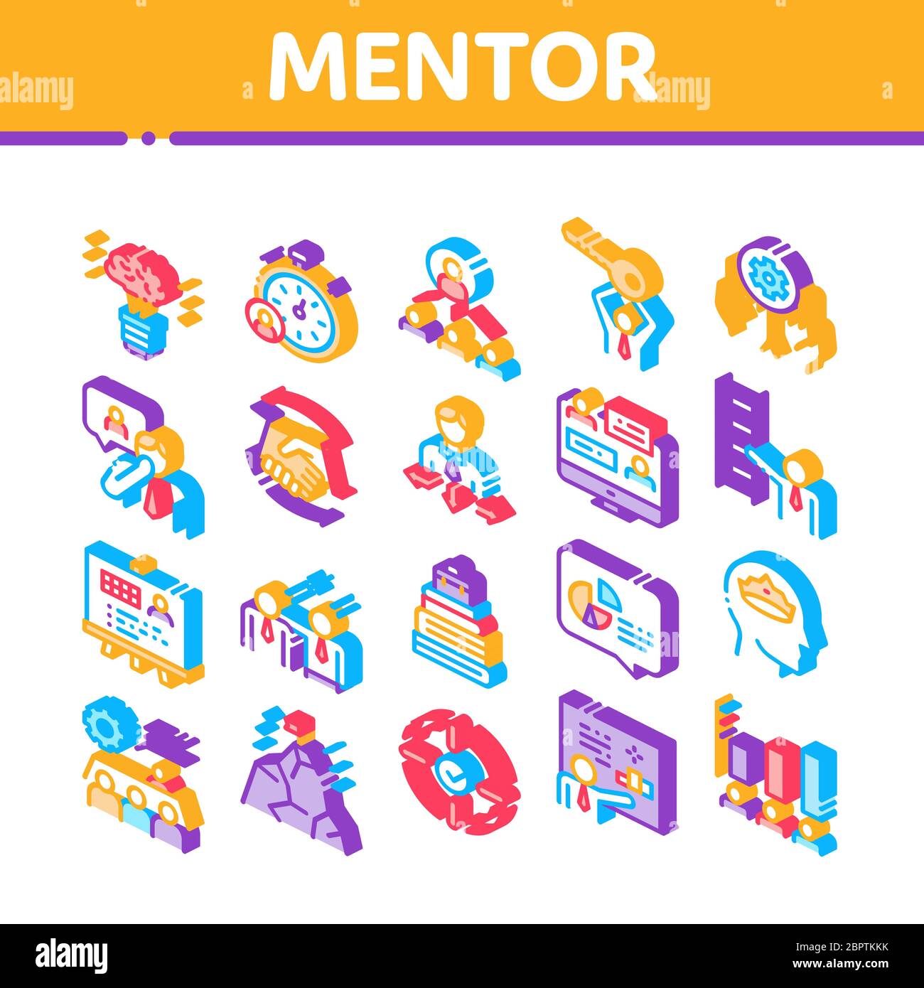 Mentor Relationship Isometric Icons Set Vector Stock Vector Image & Art ...