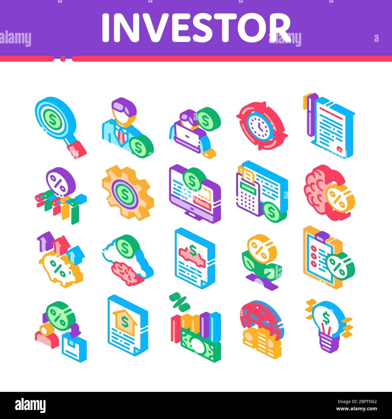 Investor Financial Isometric Icons Set Vector Stock Vector Image & Art ...