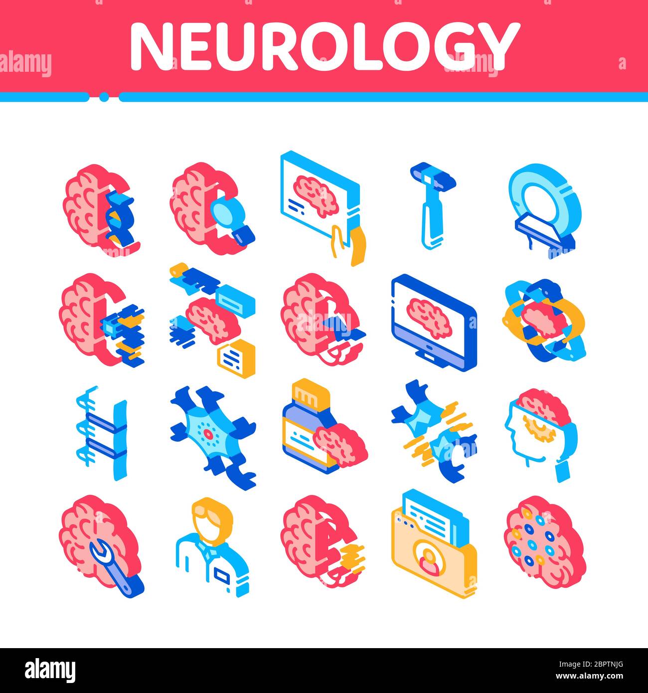 Neurology Medicine Isometric Icons Set Vector Stock Vector Image & Art ...
