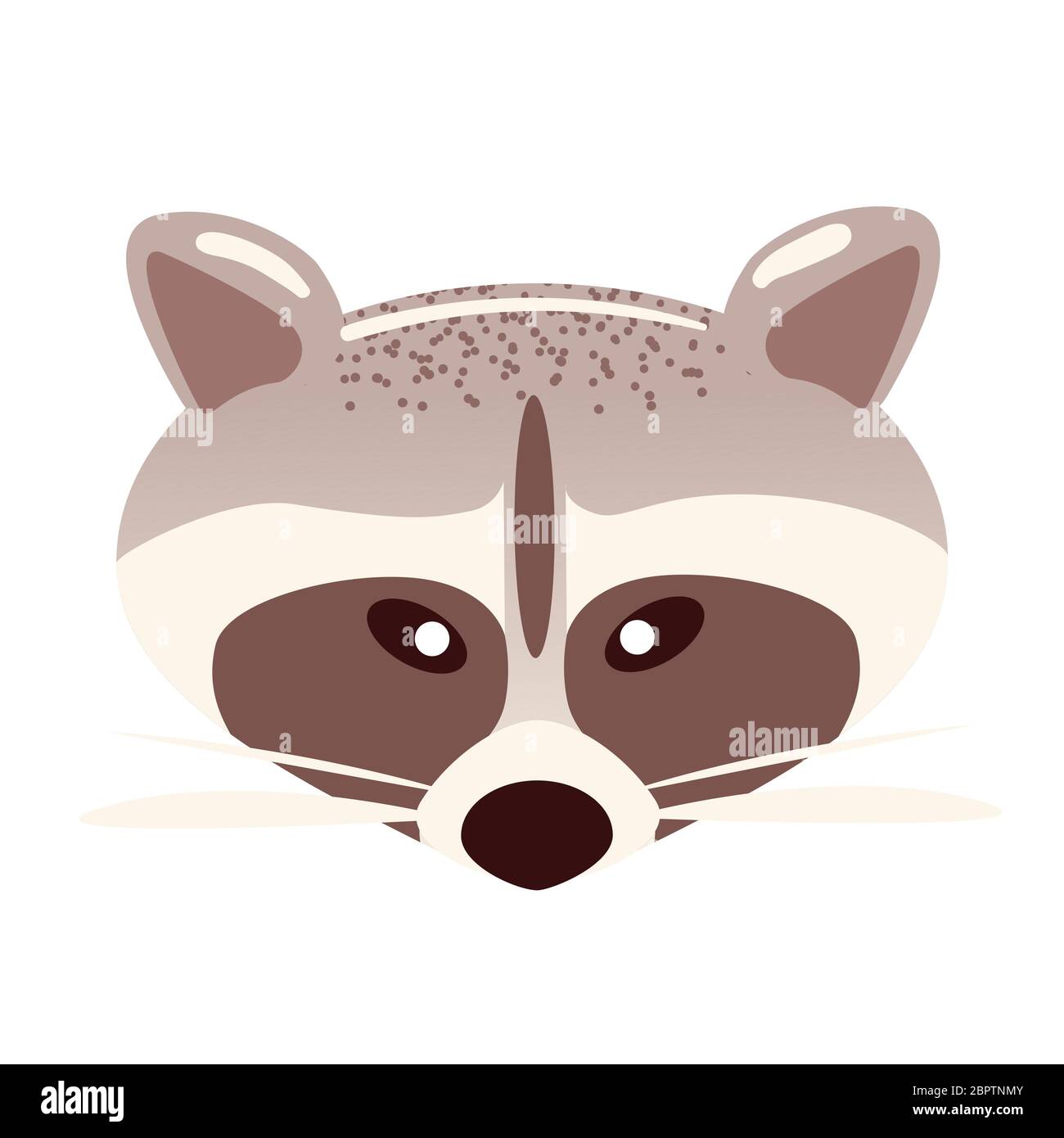 Cartoon raccoon face in flat style on white background. Animal ...