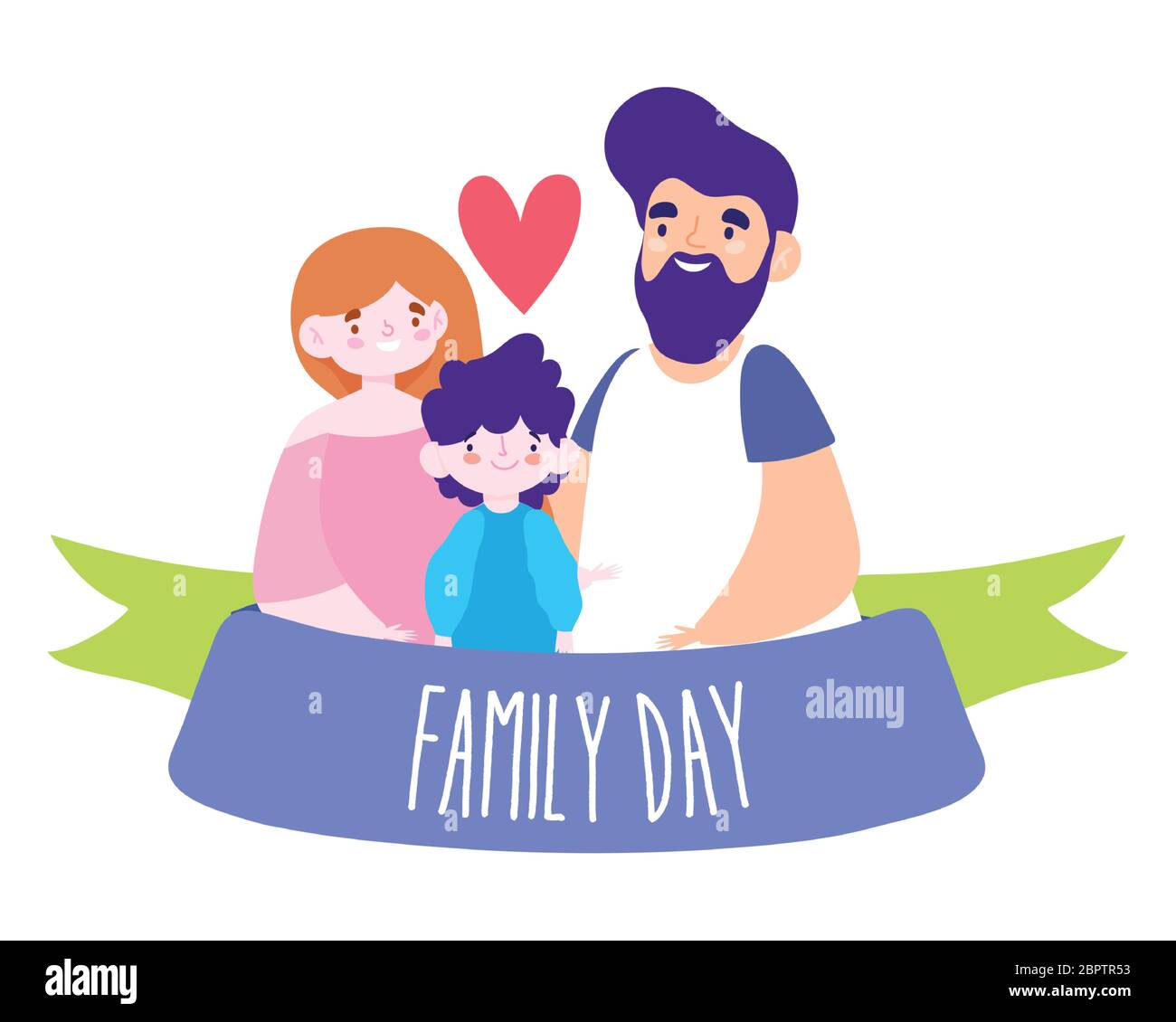 Mother father and daughter with family day ribbon design, relationship ...