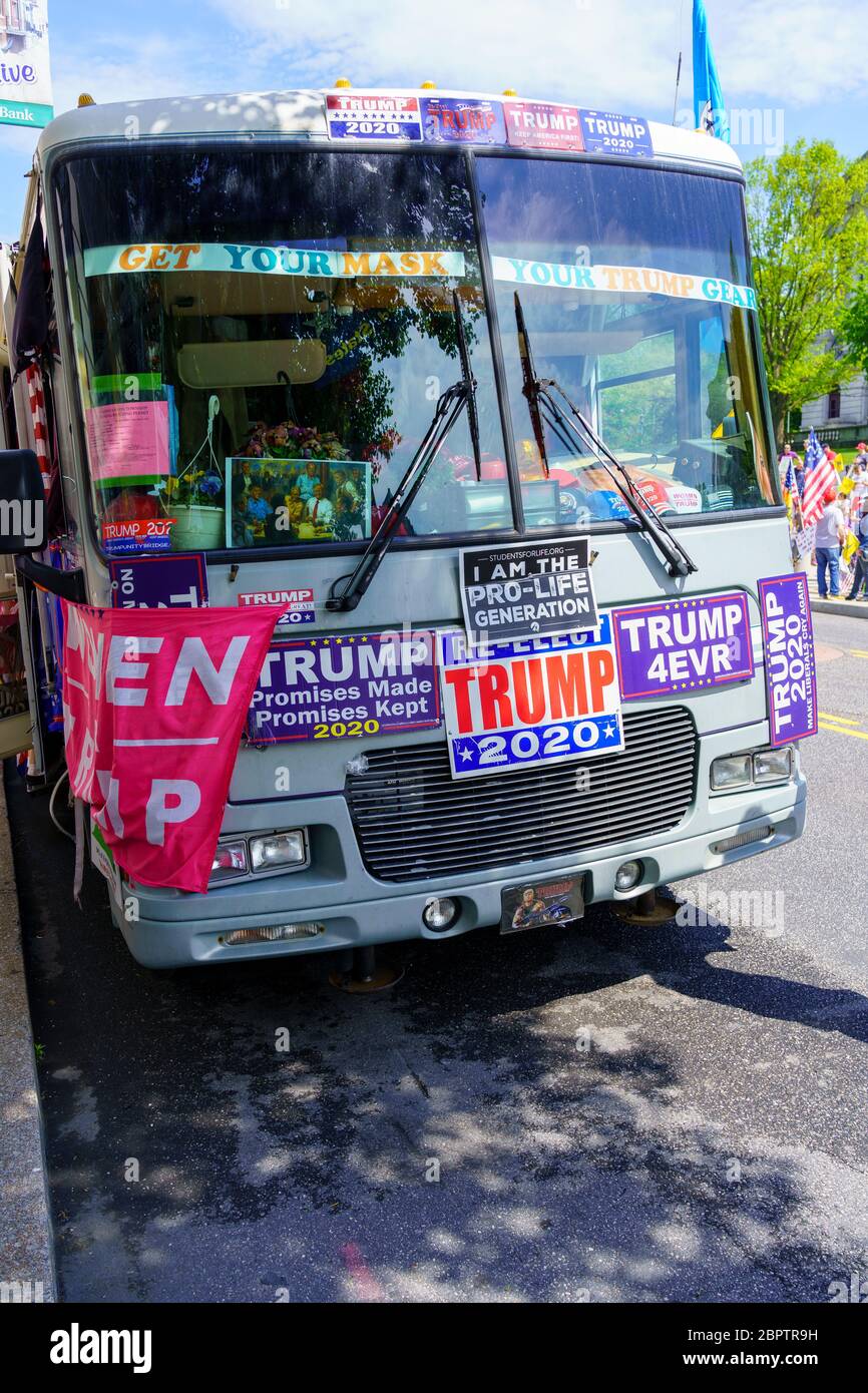 Harrisburg, PA / USA - May 15, 2020: A large RV parked along a street ...