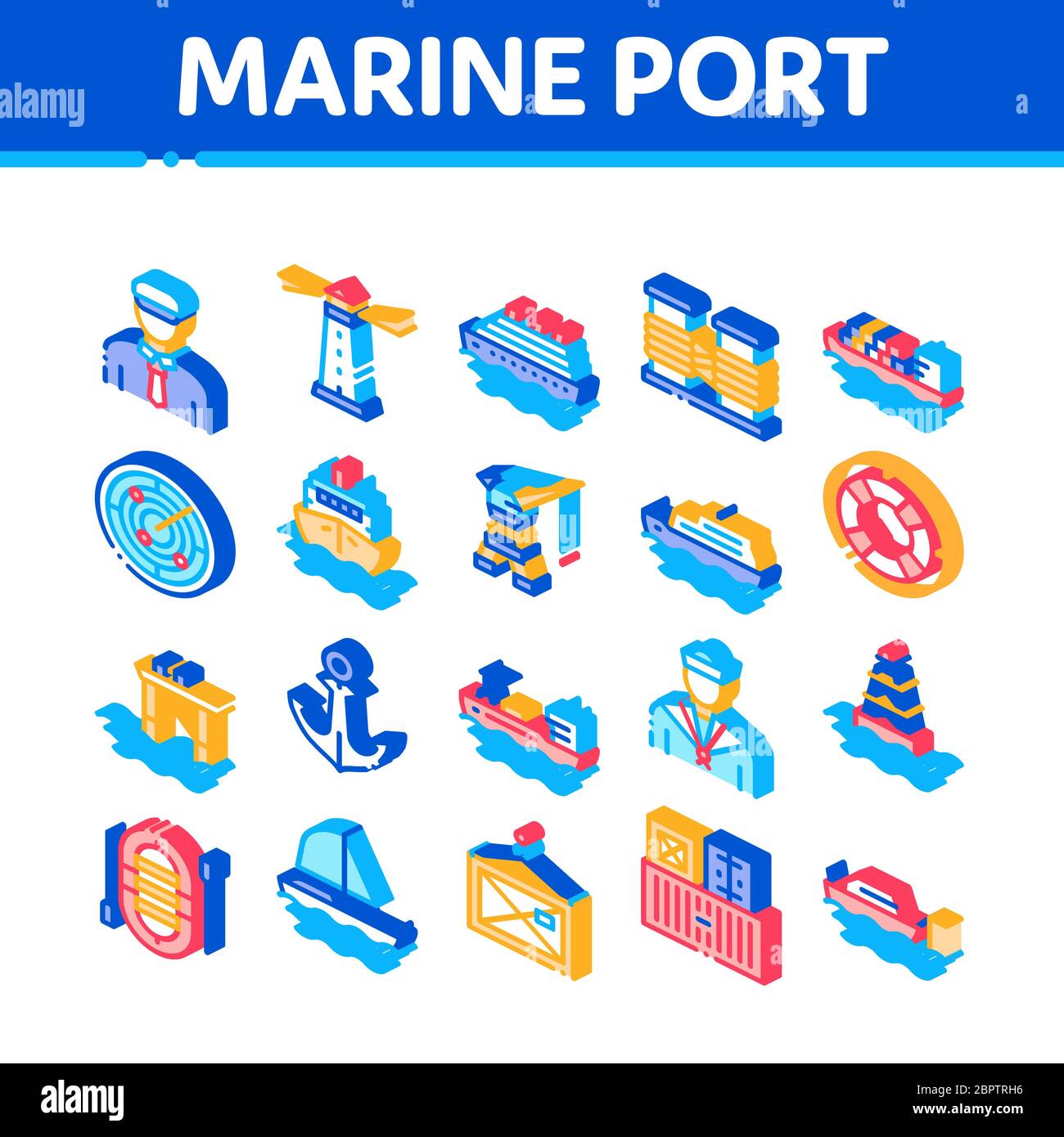 Marine Port Transport Isometric Icons Set Vector Stock Vector Image ...