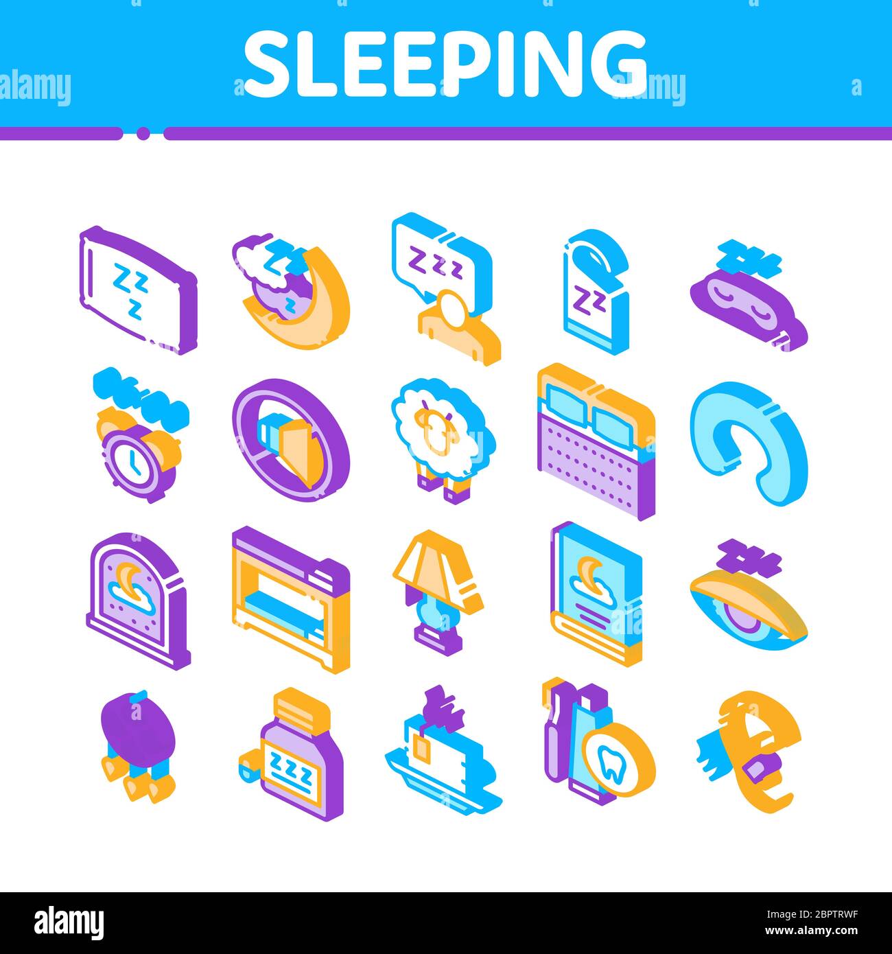Sleeping Time Devices Isometric Icons Set Vector Stock Vector Image ...