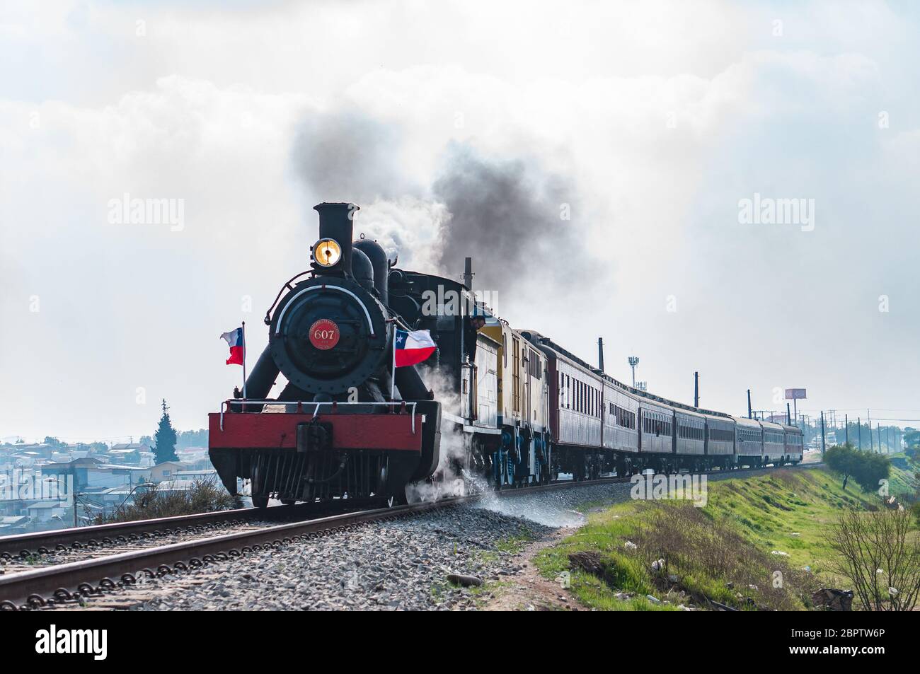 SANTIAGO, CHILE - SEPTEMBER 2018: A turistic train in Cerrillos Stock ...