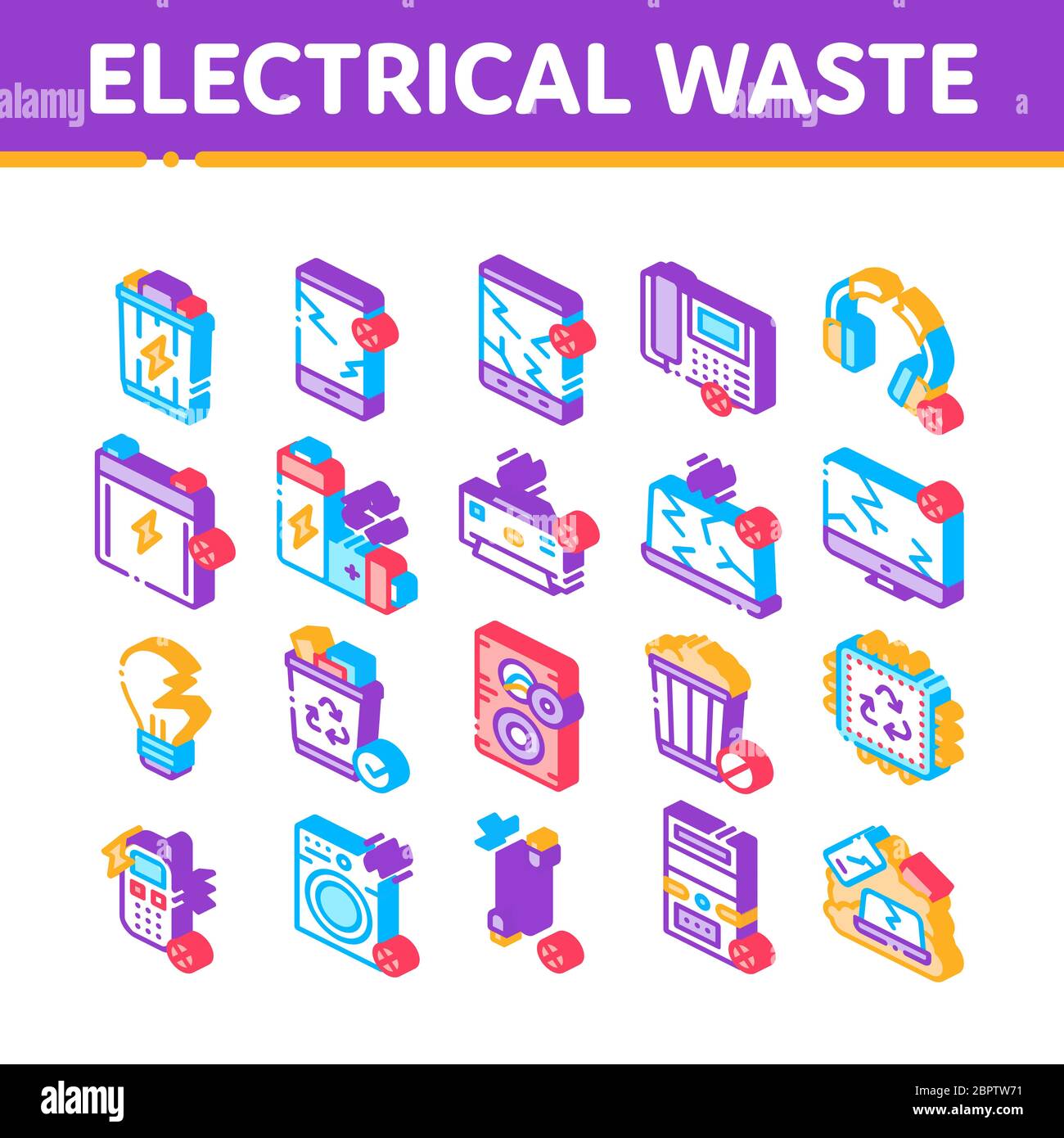 Electrical Waste Tools Isometric Icons Set Vector Stock Vector Image ...