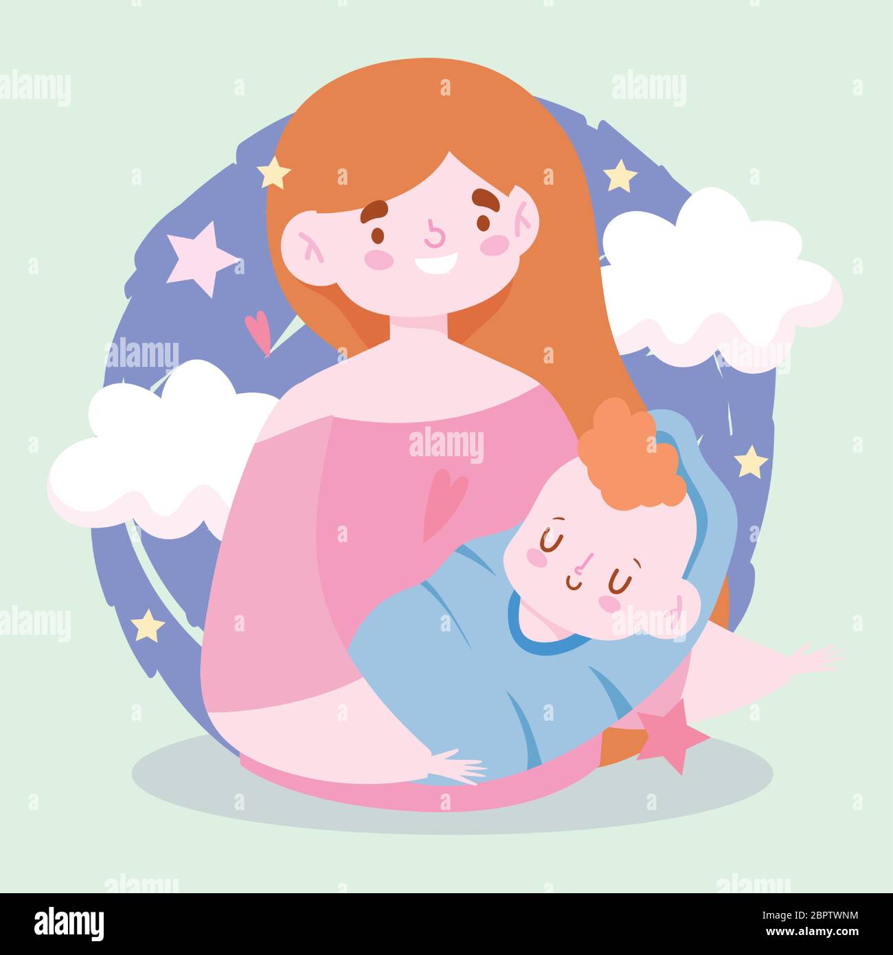 Mother with baby and clouds design, Family relationship and generation ...
