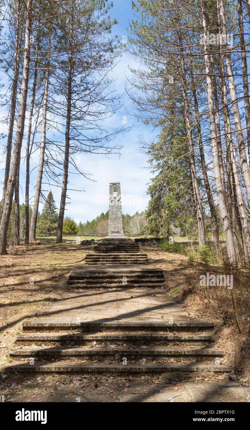 Stone steps up to the Dyer Memorial Monument in Huntsville, Ontario ...