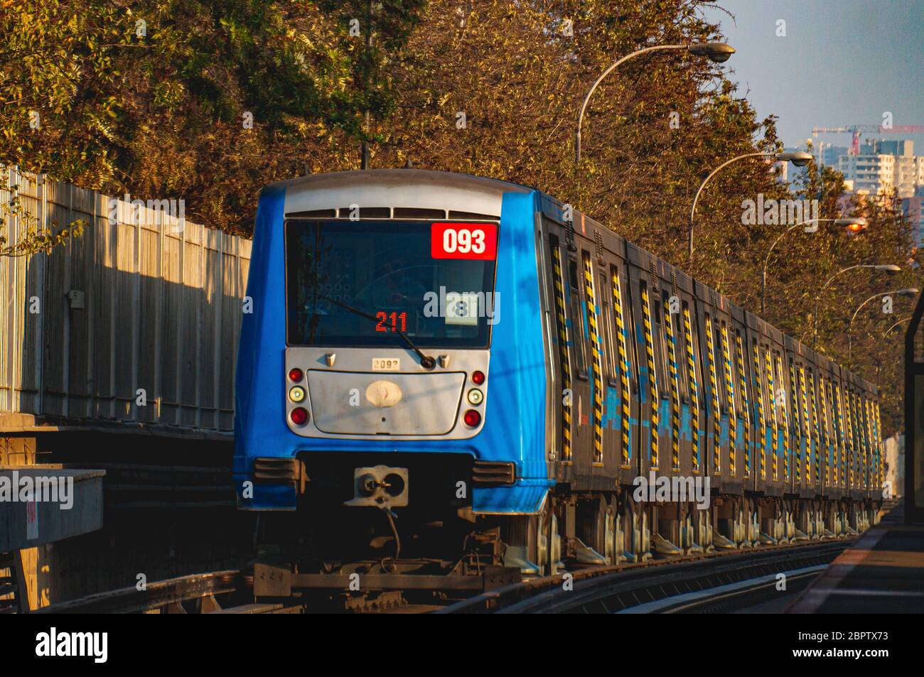 SANTIAGO, CHILE - APRIL 2019: A Santiago Metro train at Line 2 Stock ...