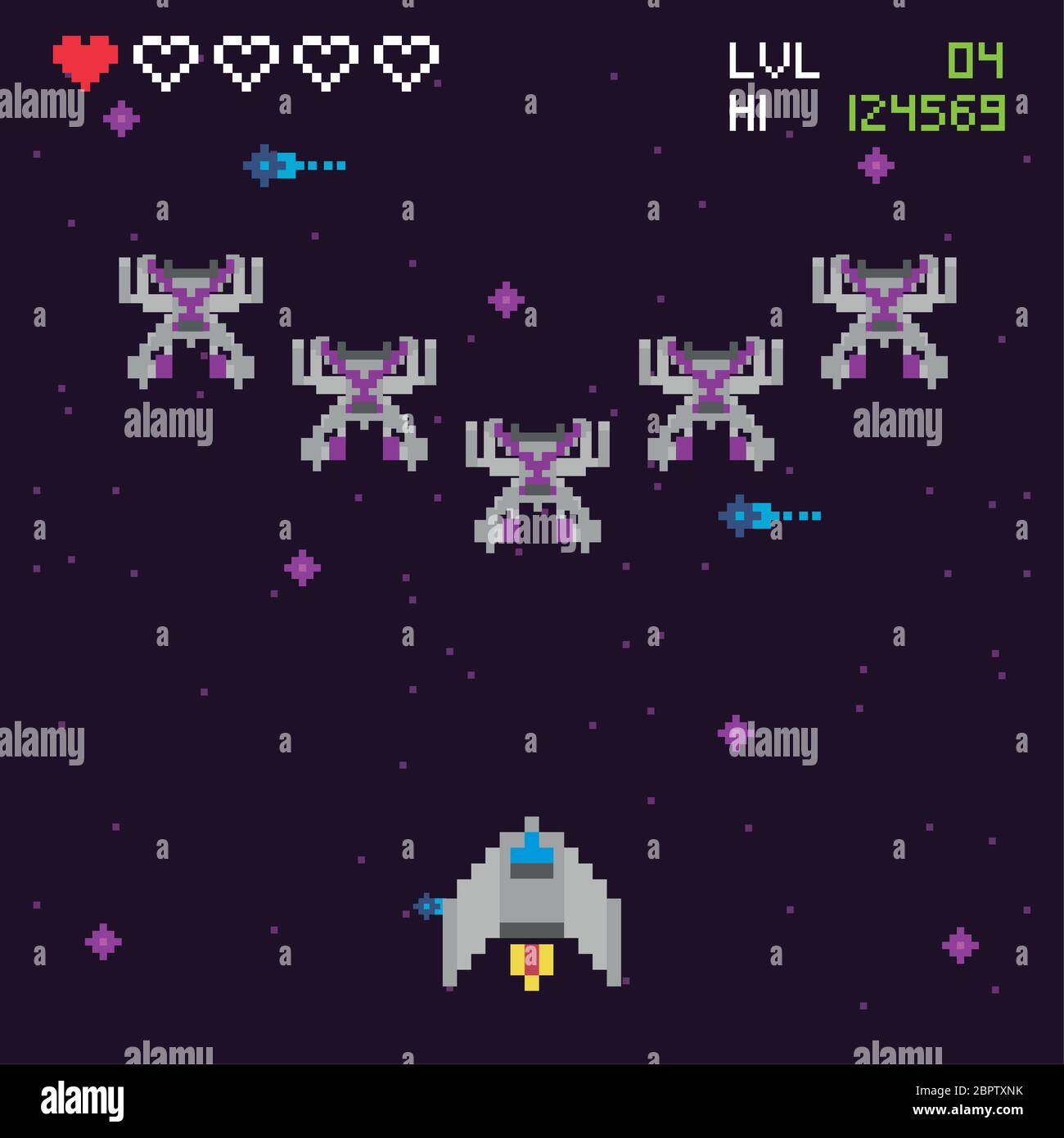 retro video game space pixelated scene Stock Vector Image & Art - Alamy