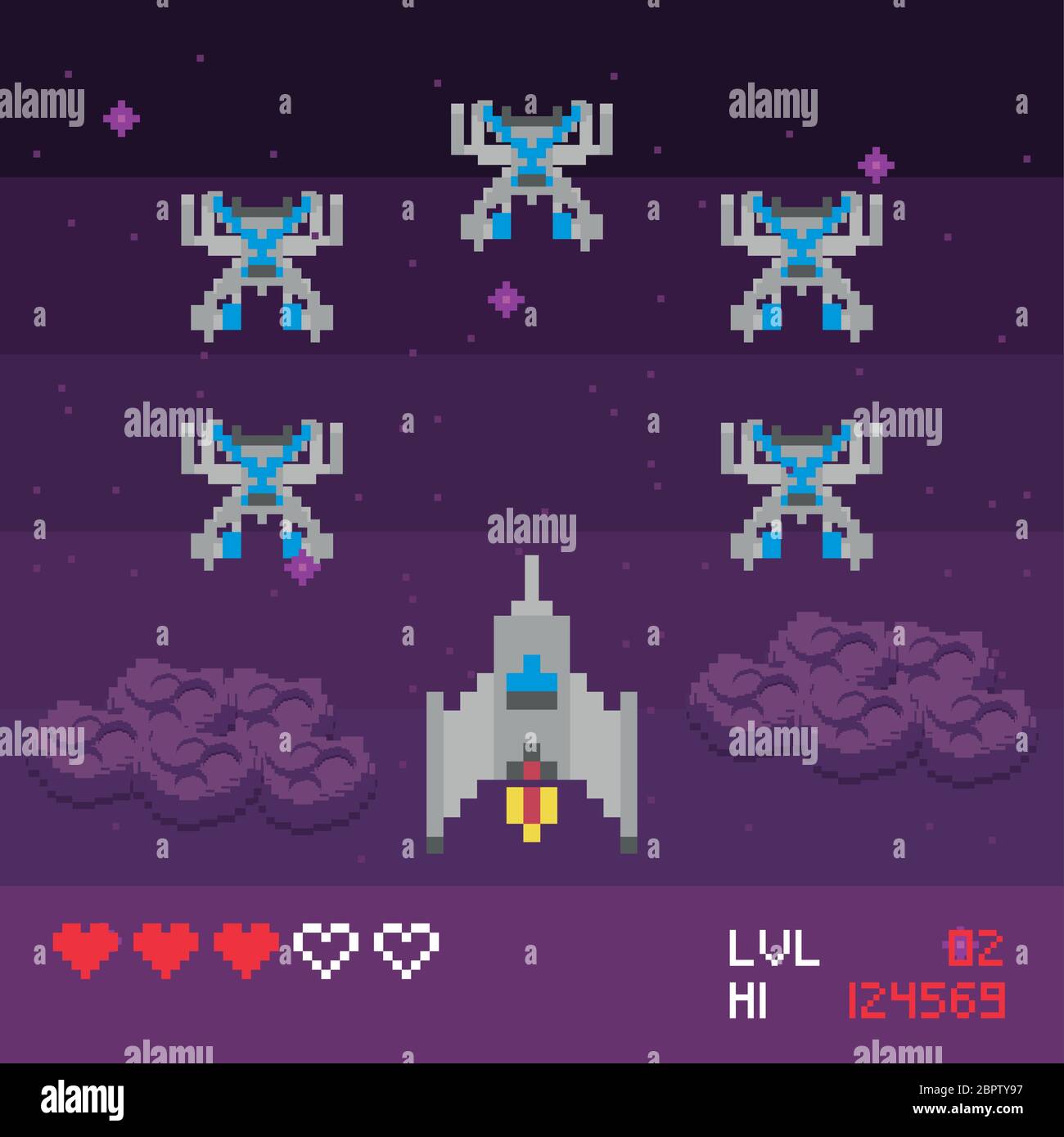 retro video game space pixelated scene Stock Vector Image & Art - Alamy