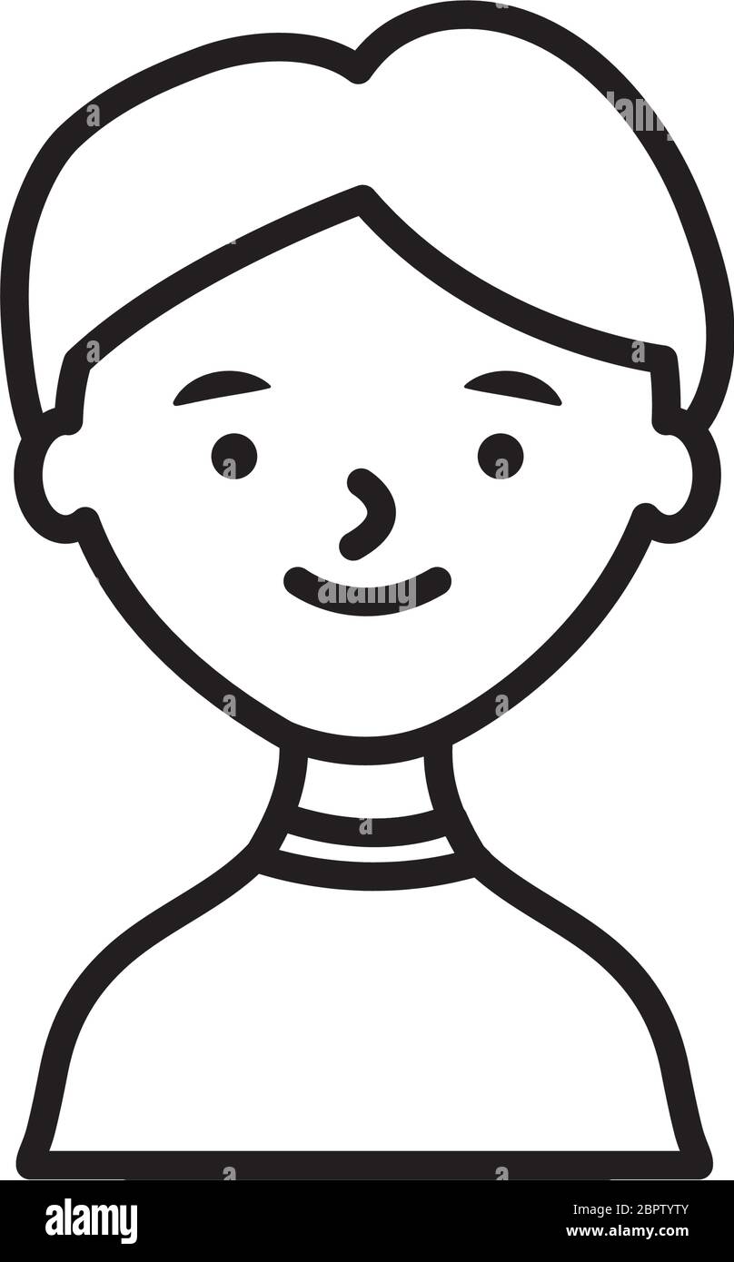 cartoon man smiling icon over white background, line style, vector ...