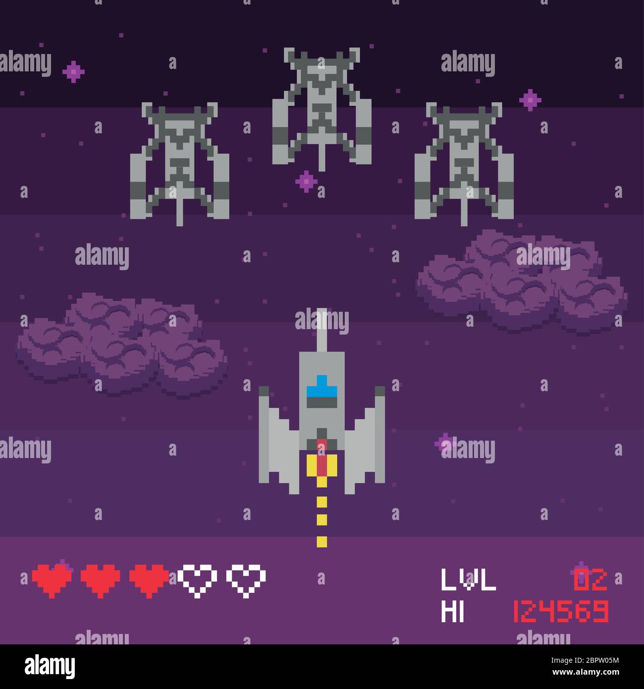 retro video game space pixelated scene Stock Vector Image & Art - Alamy