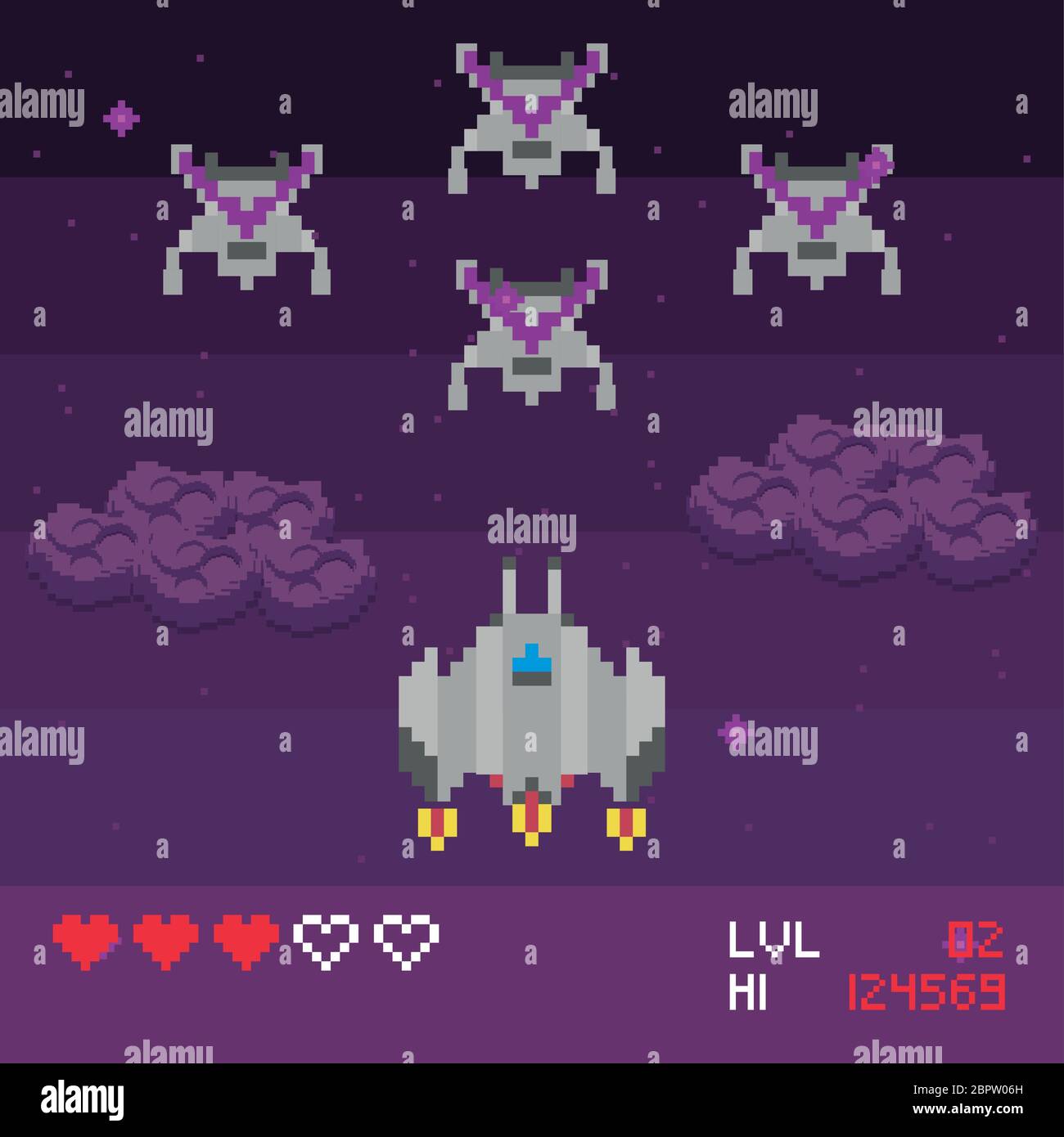 retro video game space pixelated scene Stock Vector Image & Art - Alamy