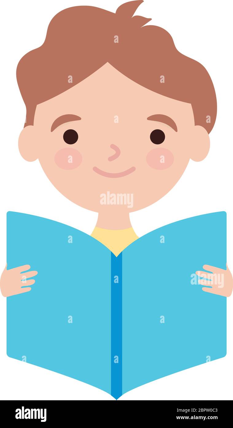 Cartoon Man Reading A Book Icon Over White Background Flat Style