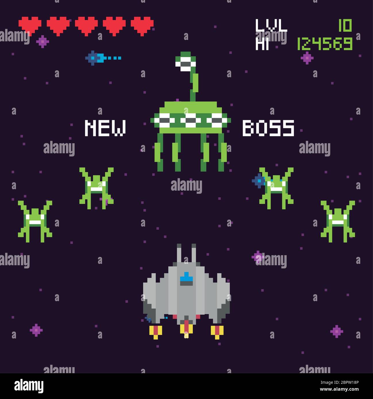 retro video game space pixelated scene Stock Vector Image & Art - Alamy