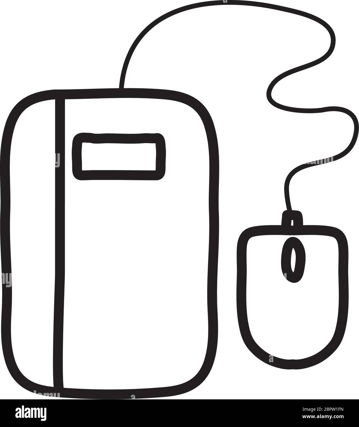 tablet and mouse device icon over white background, line style, vector ...