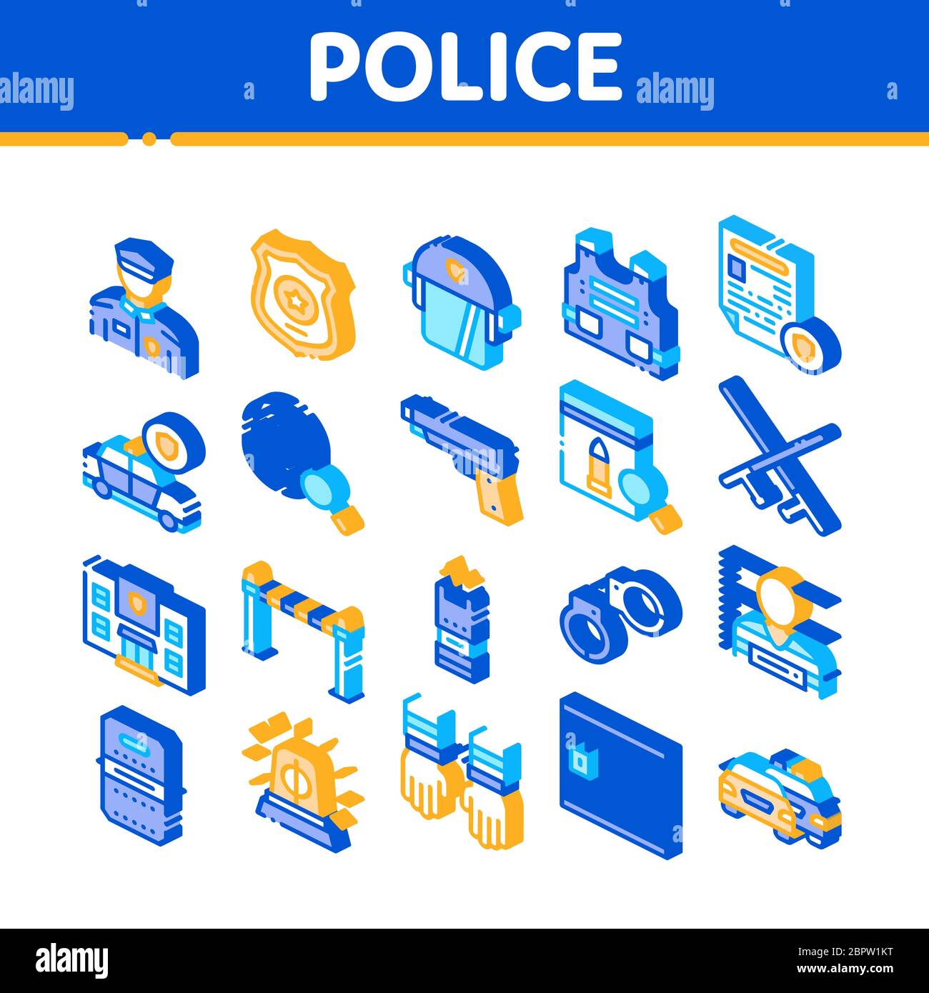 Police Department Isometric Icons Set Vector Stock Vector Image & Art ...