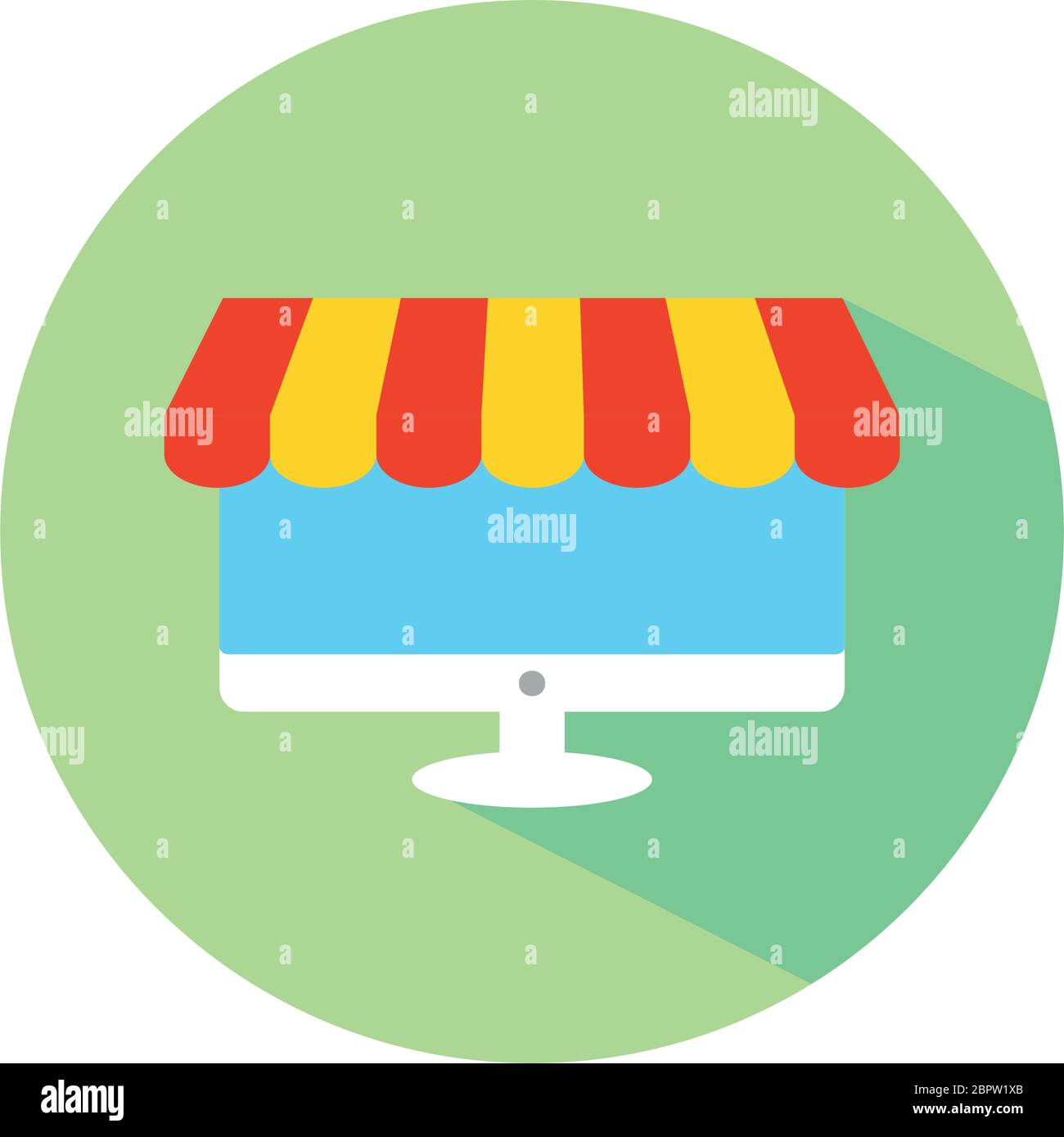 stop the spread concept, computer with store tent icon over white ...