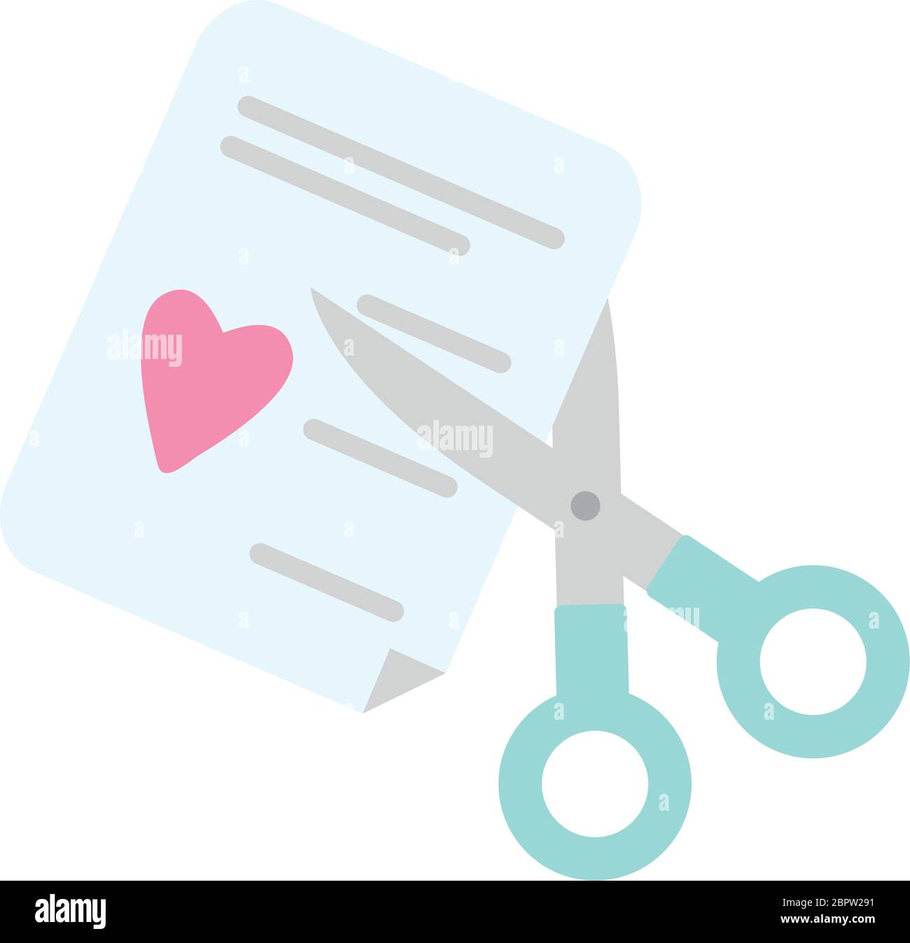 love letter and scissors over white background, flat style, vector ...