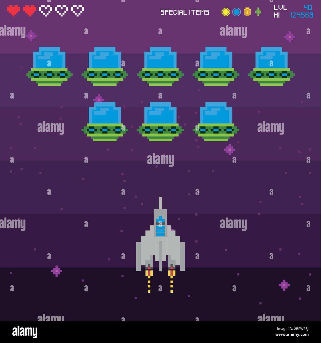 retro video game space pixelated scene Stock Vector Image & Art - Alamy