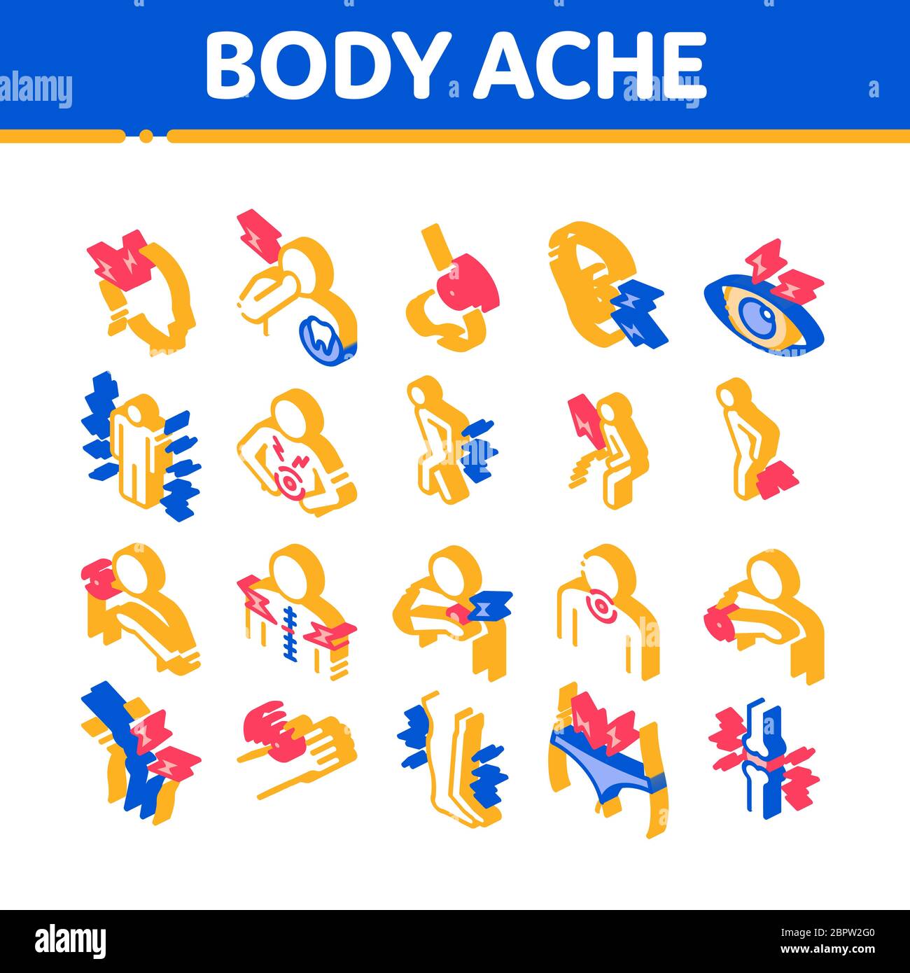 Body Ache Isometric Elements Icons Set Vector Stock Vector Image & Art ...