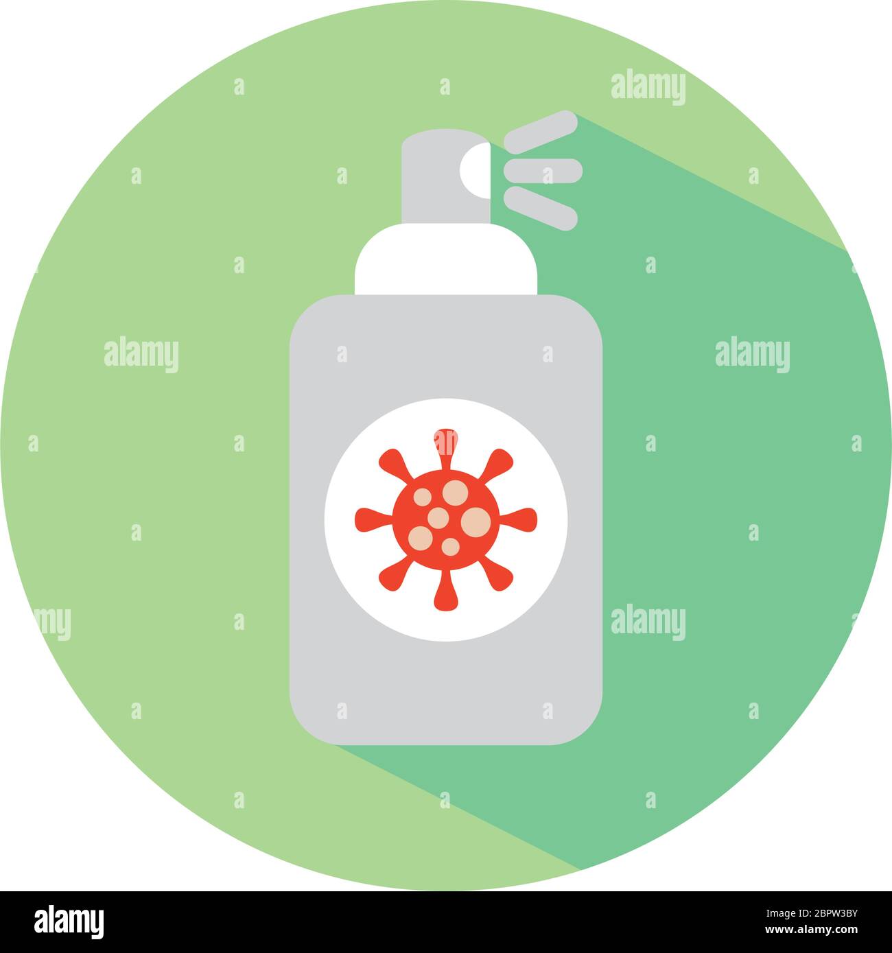 stop the spread concept, antibacterial alcohol can icon over white ...