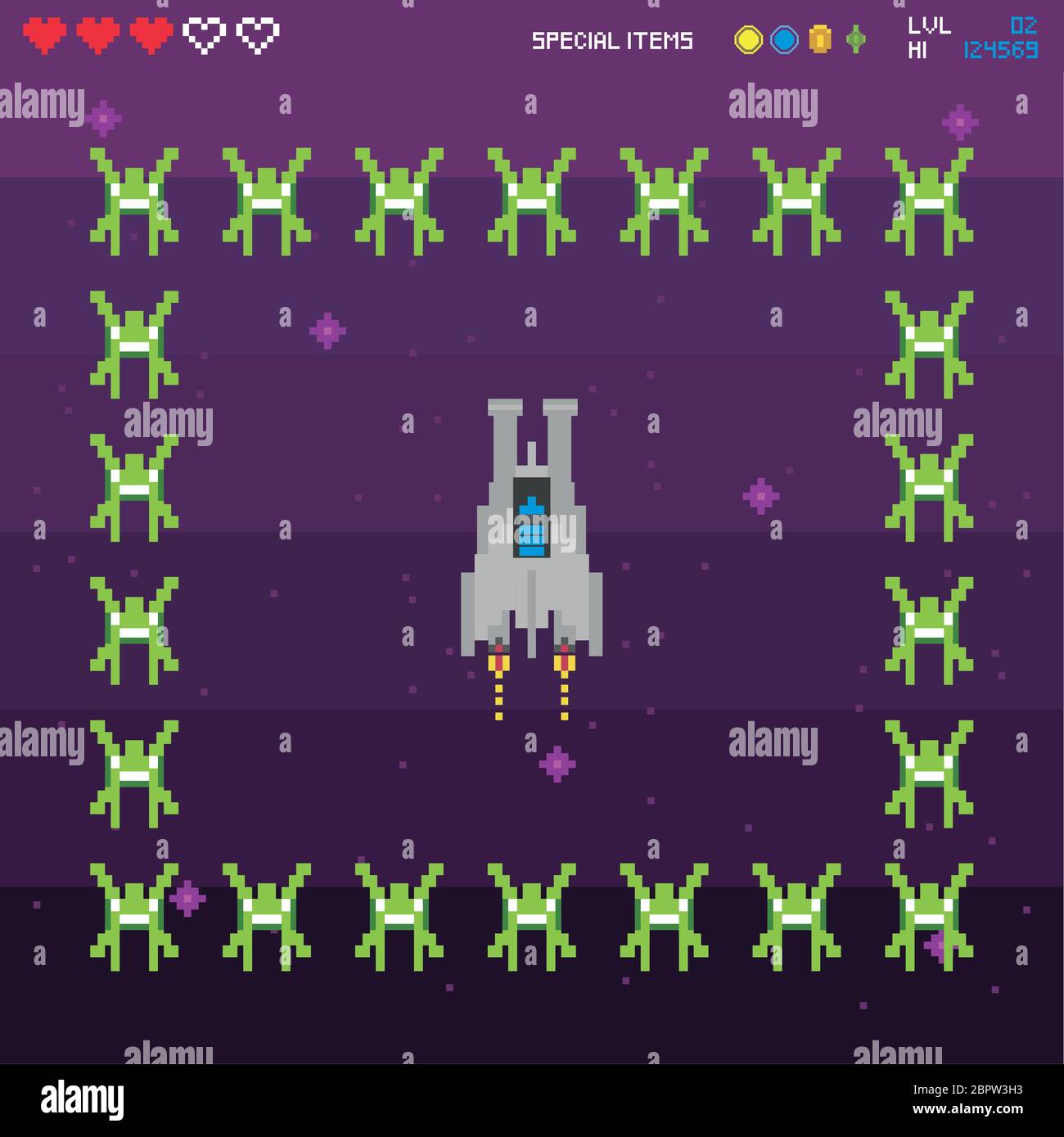 retro video game space pixelated scene Stock Vector Image & Art - Alamy