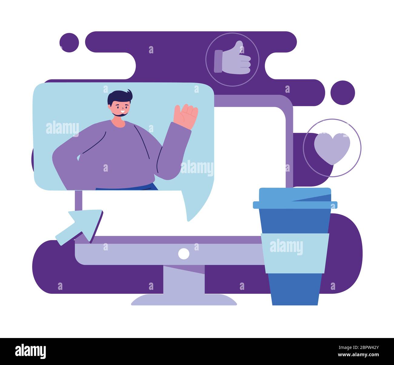 Man with computer chatting design, Message chat and communication theme ...