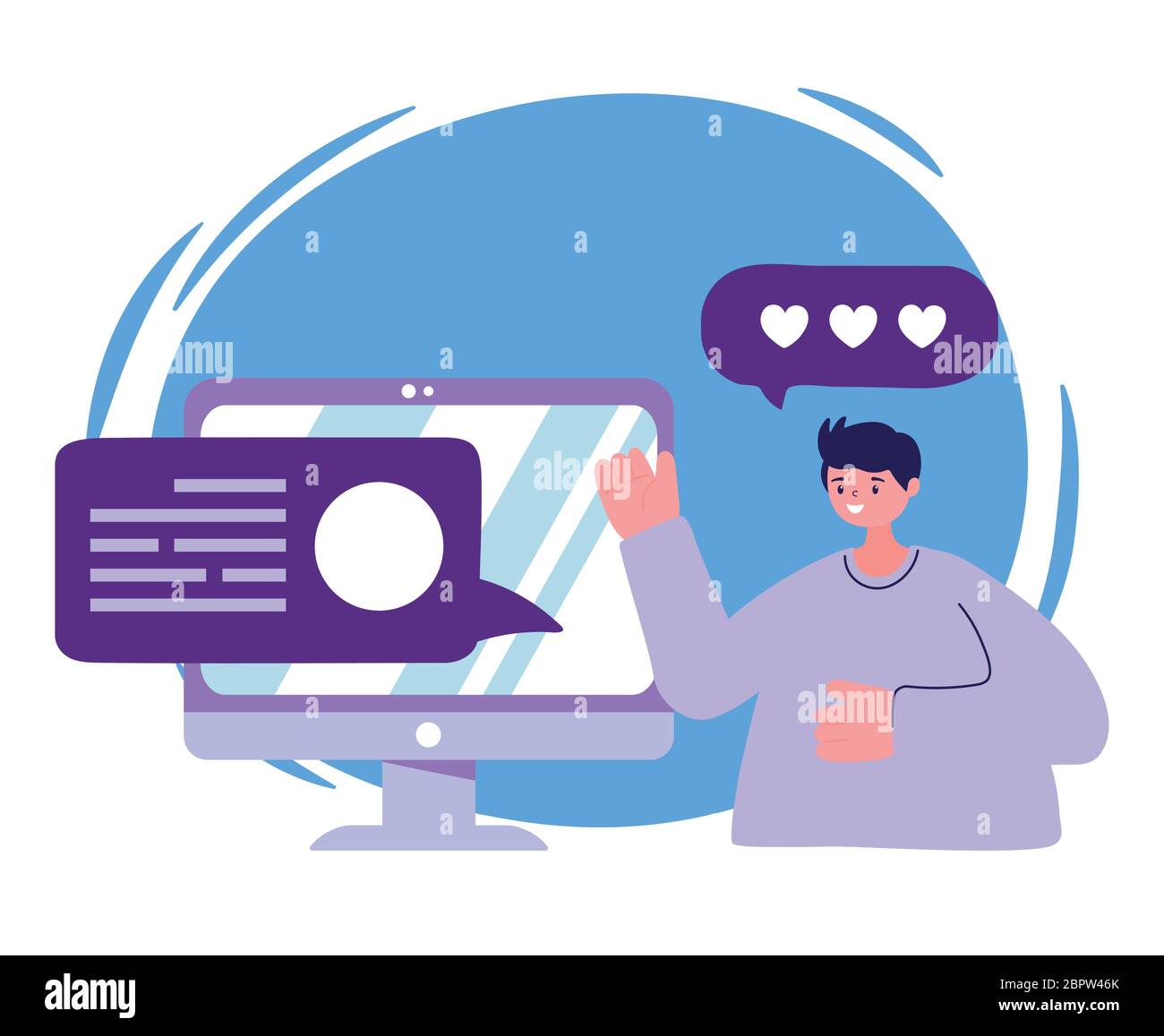 Man with computer chatting design, Message chat and communication theme ...