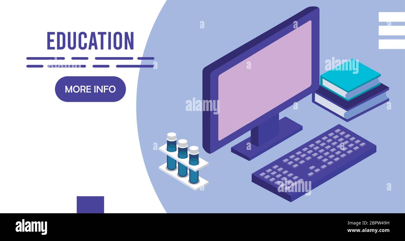 desktop and books education online tech Stock Vector Image & Art - Alamy