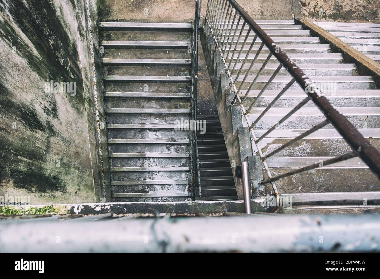An old concrete stairs outside the building Stock Photo - Alamy