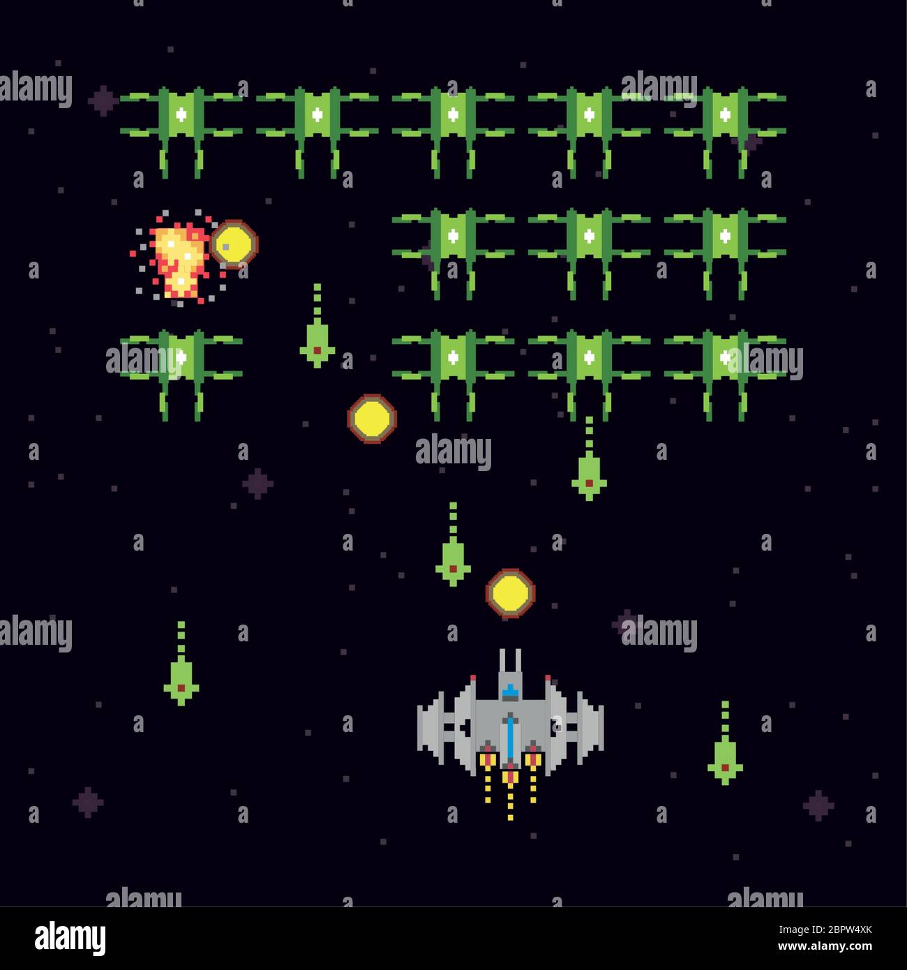 retro video game space pixelated scene Stock Vector Image & Art - Alamy