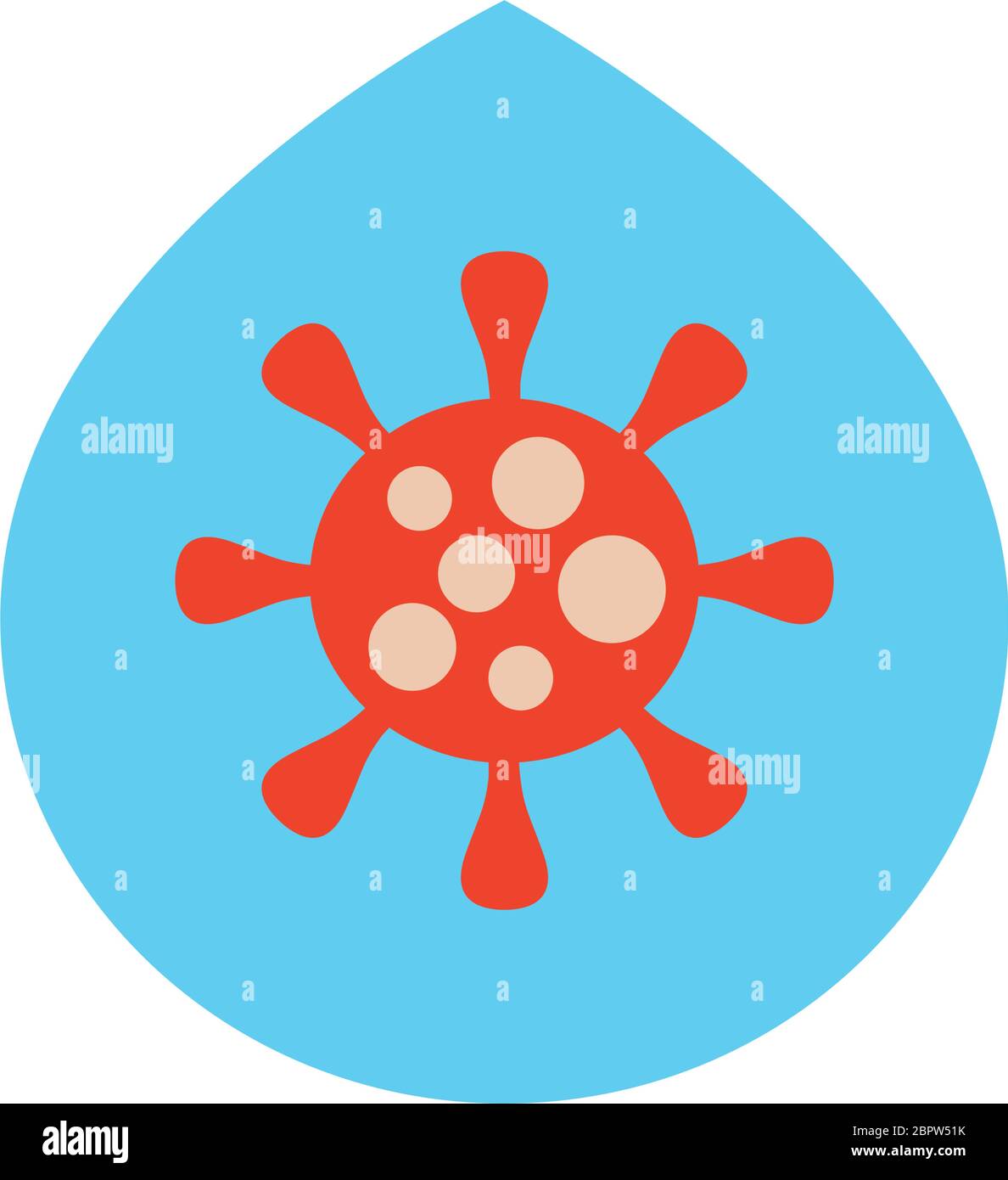 water drop with coronavirus icon over white background, flat style ...