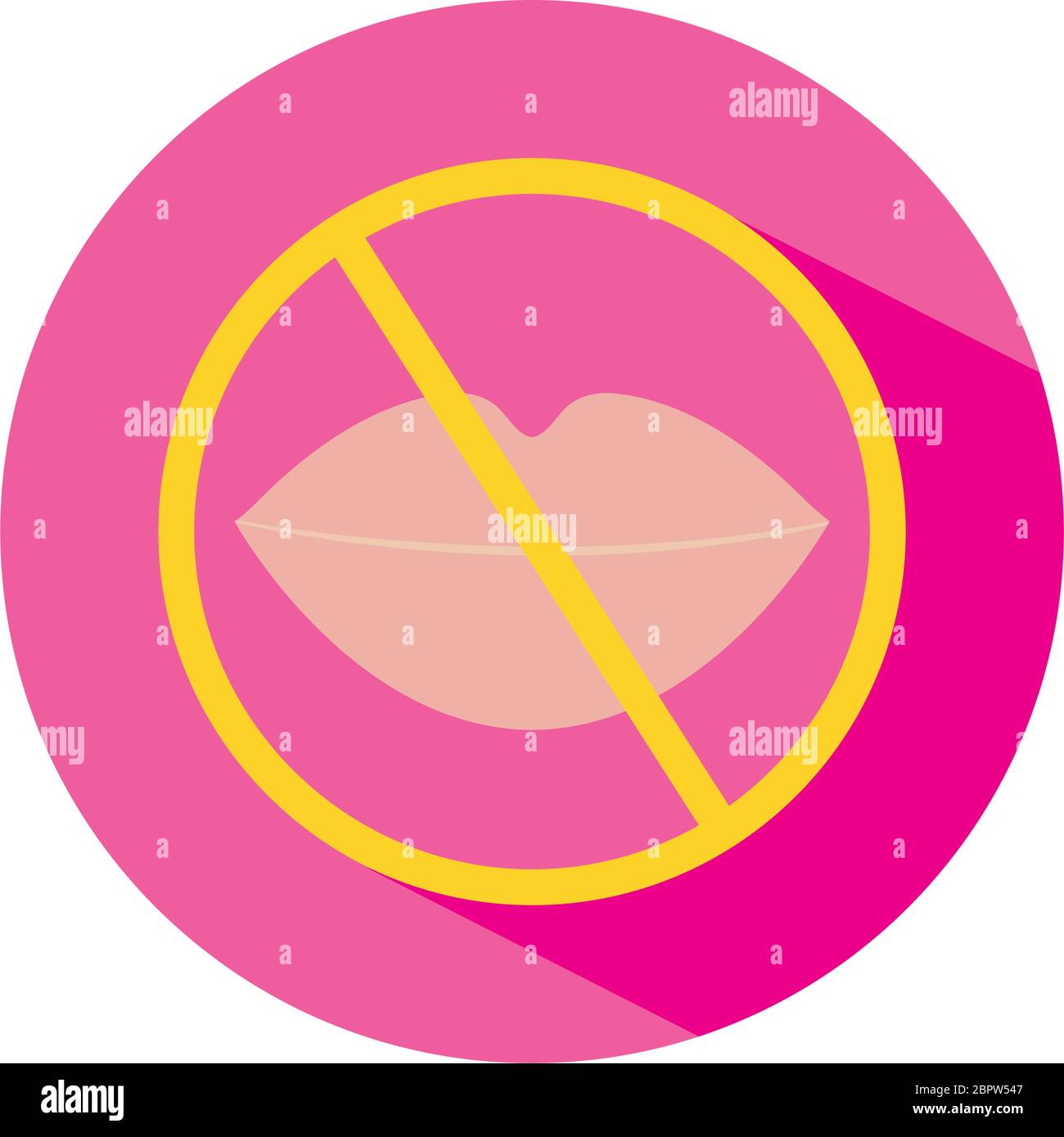 forbidden sign with lips icon over white background, block flat style ...