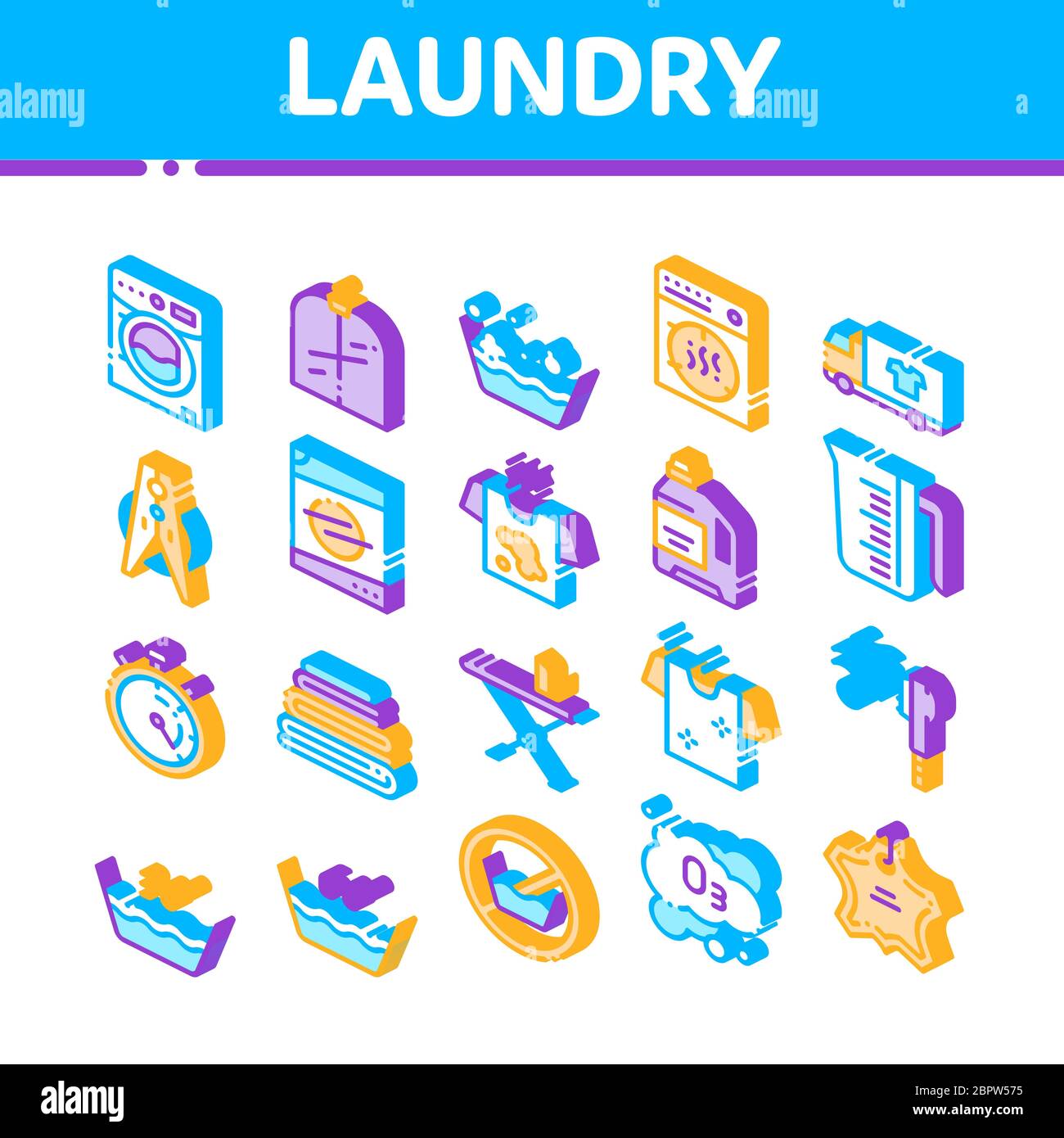 Laundry Service Vector Isometric Icons Set Stock Vector Image & Art - Alamy