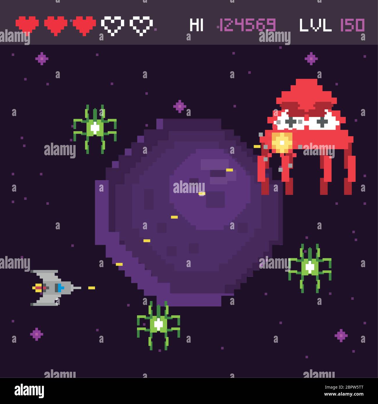 retro video game space pixelated scene Stock Vector Image & Art - Alamy