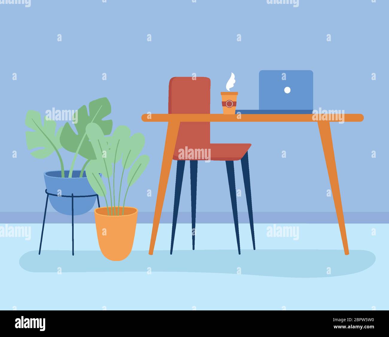 Laptop on desk design, Digital technology and communication theme ...