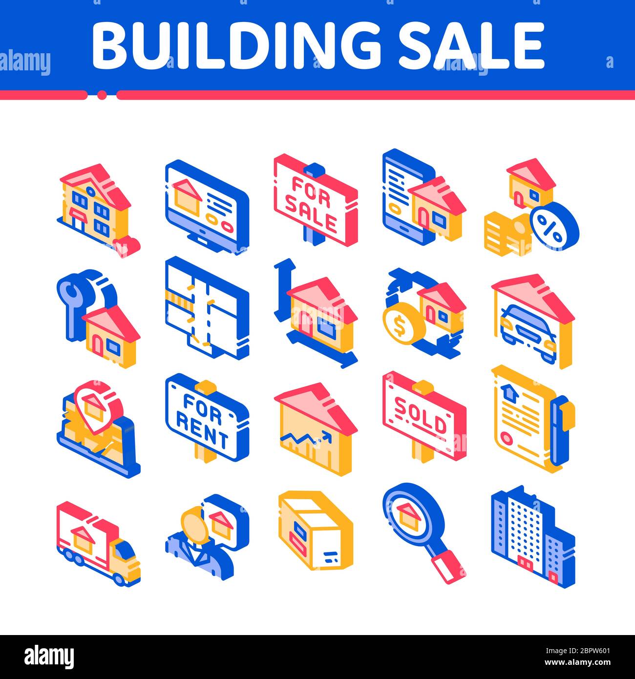 Building House Sale Vector Isometric Icons Set Stock Vector Image & Art ...