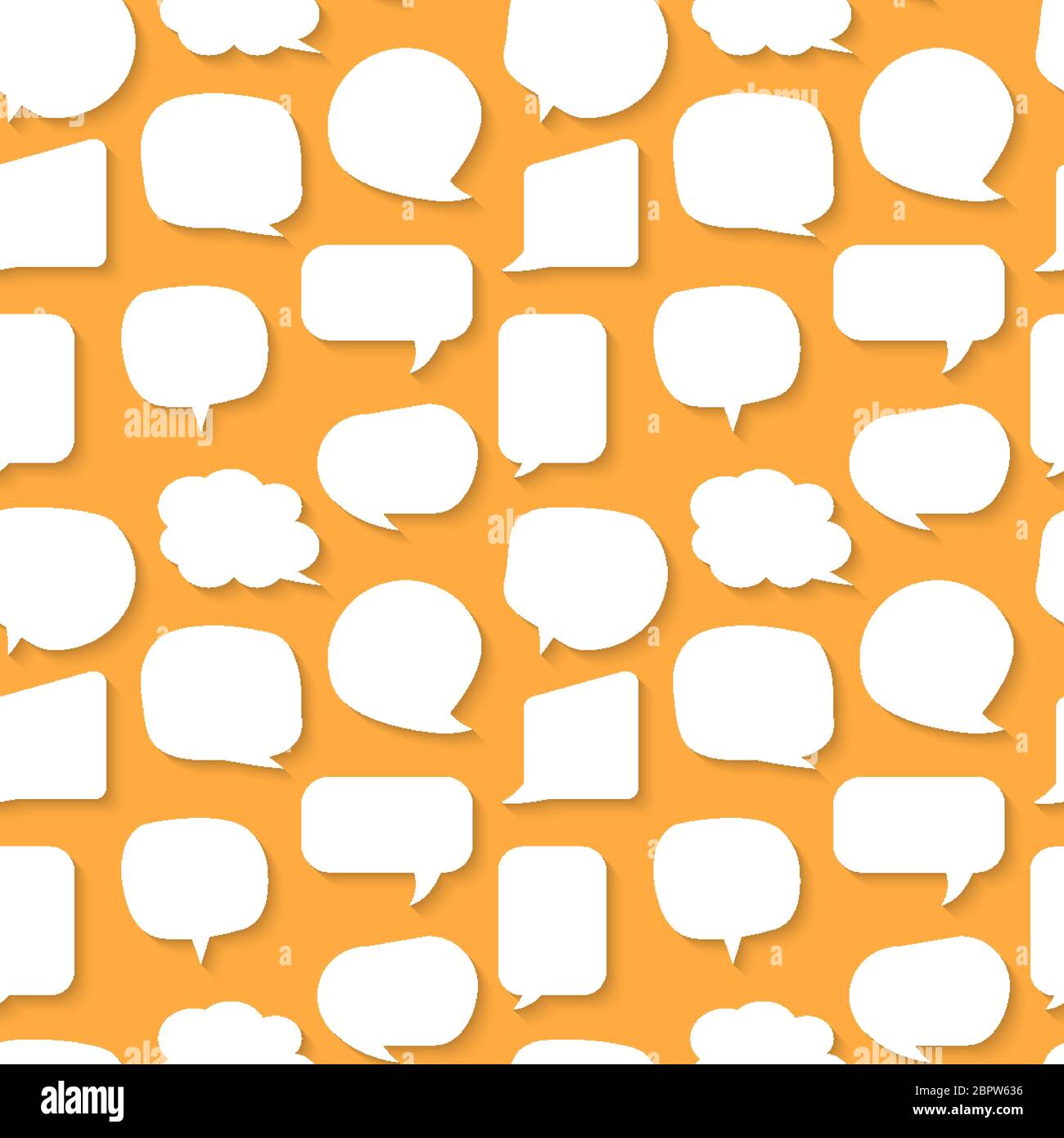 Speech soap bubble seamless pattern. Limitless orange background with ...