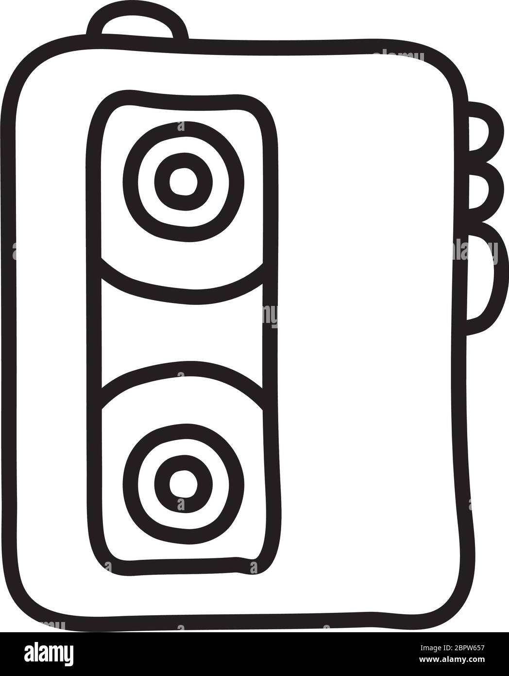 retro cassette player icon over white background, line style, vector ...