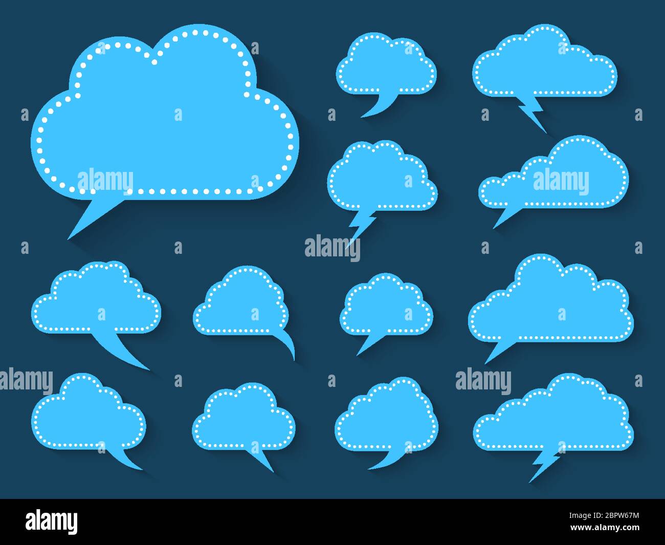 Flat Comic Retro Speech Bubble Set Empty Text Box Different Shapes