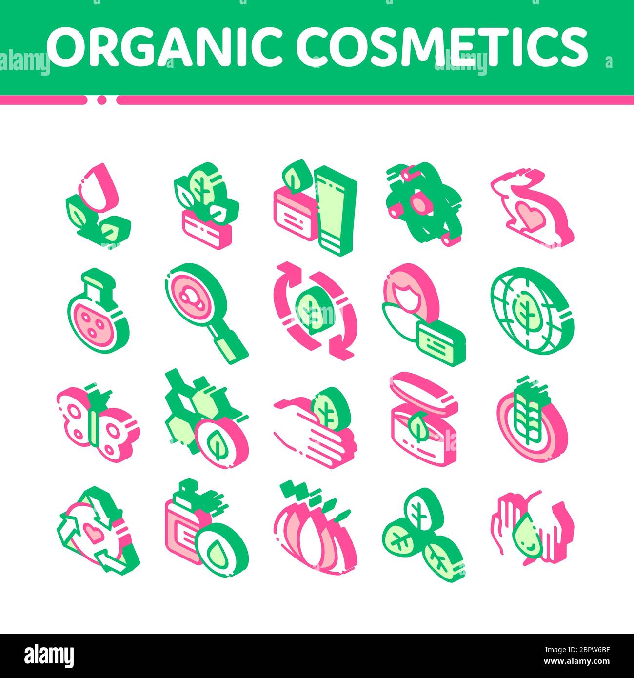 Organic Cosmetics Vector Isometric Icons Set Stock Vector Image & Art ...