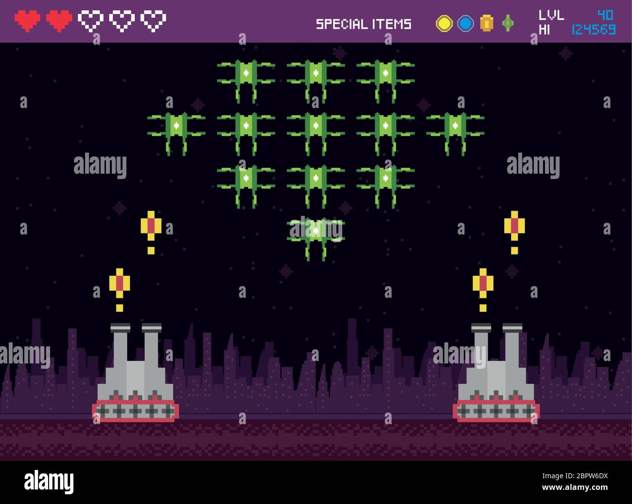 retro video game space pixelated scene Stock Vector Image & Art - Alamy