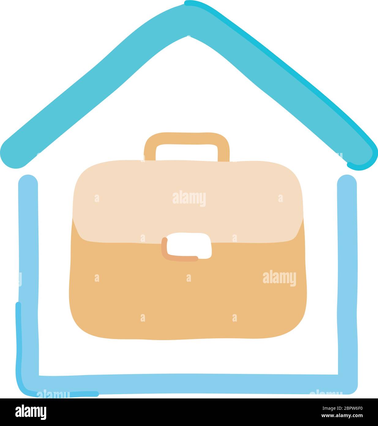 work at house symbol, house with business portfolio icon over white ...