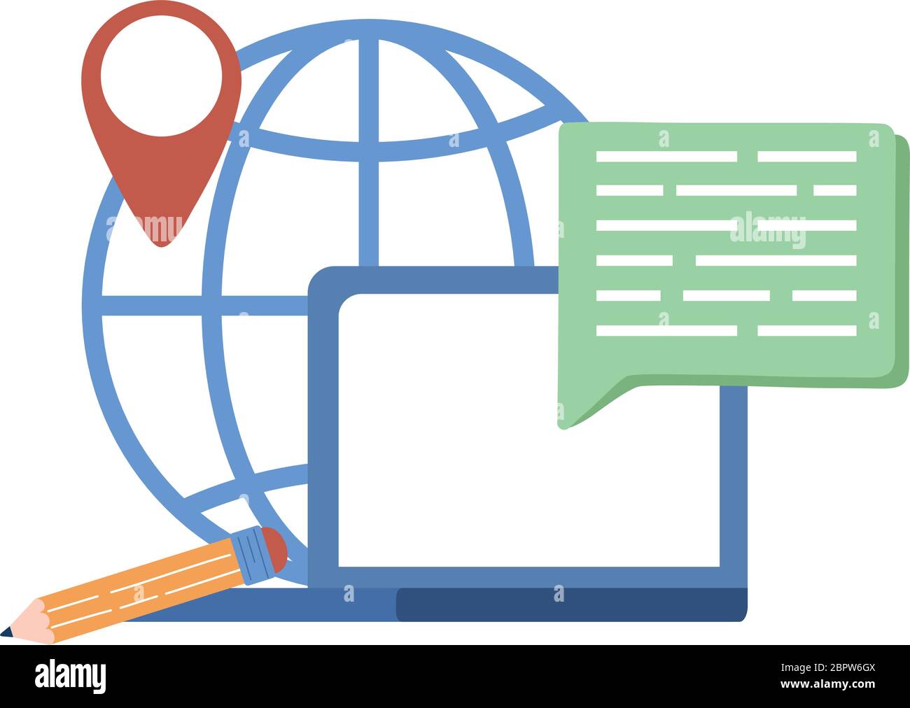 Laptop global sphere and bubble design, Digital technology and ...