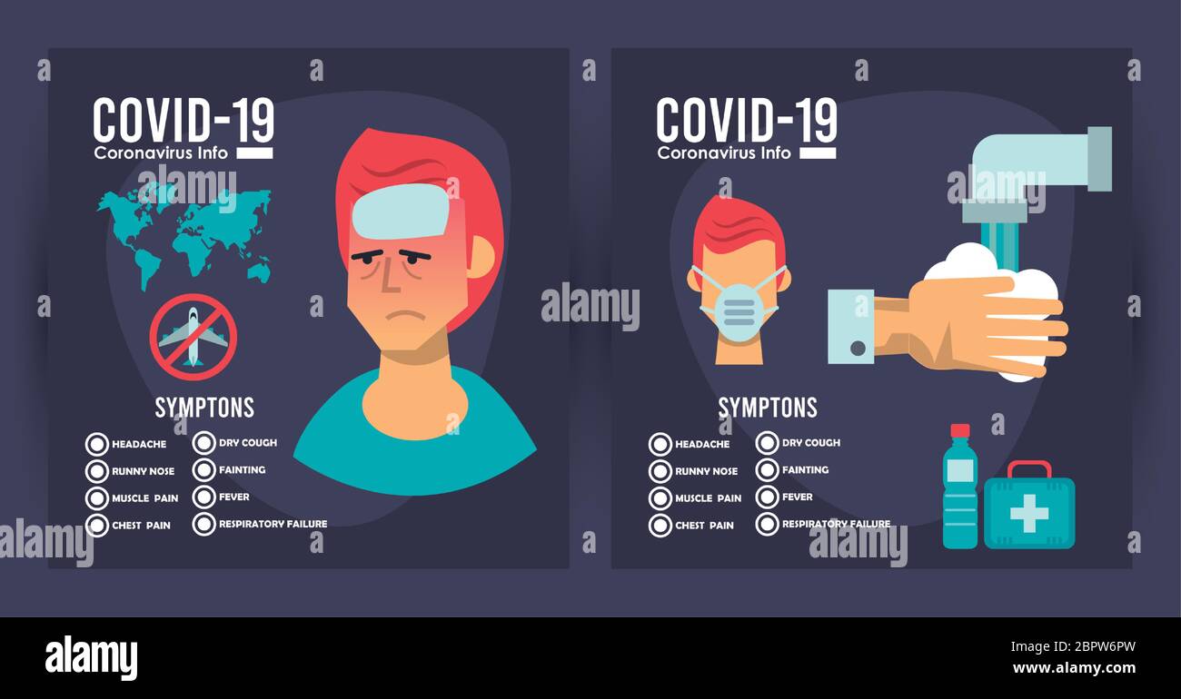 corona virus infographic with symptoms and prevention methods Stock ...