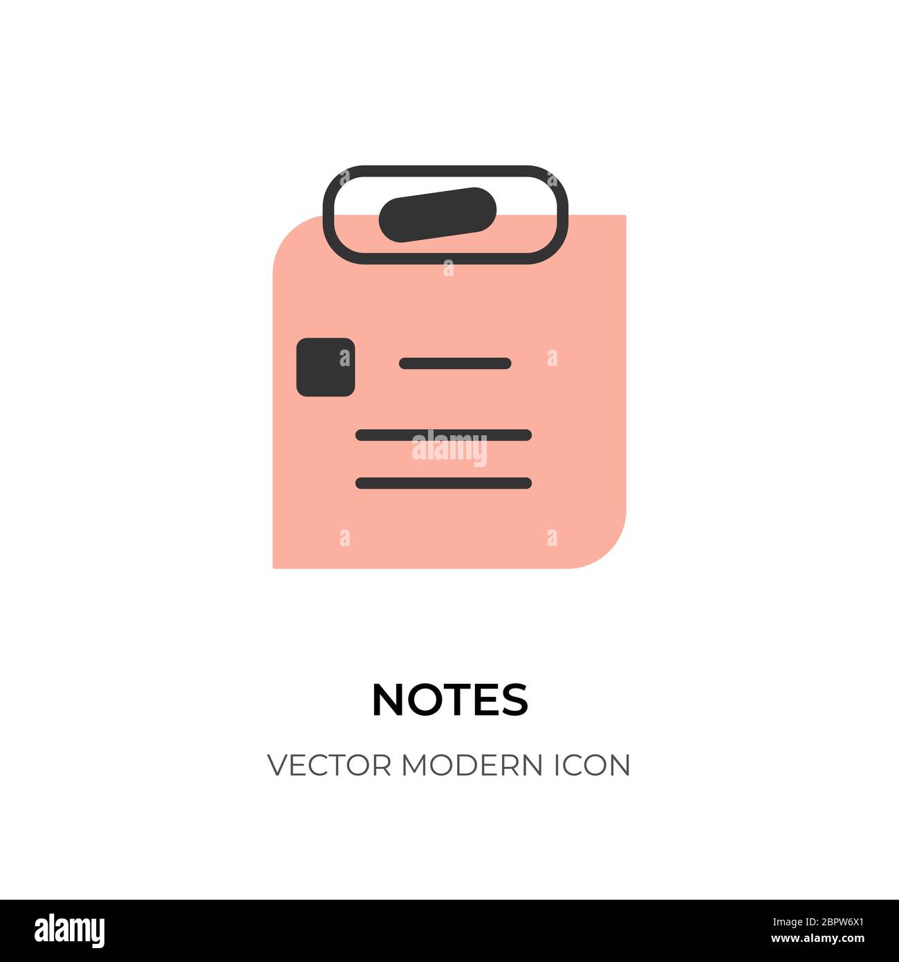 Flat line sticky note icon. Simple shape sign checklist. Template tool ...